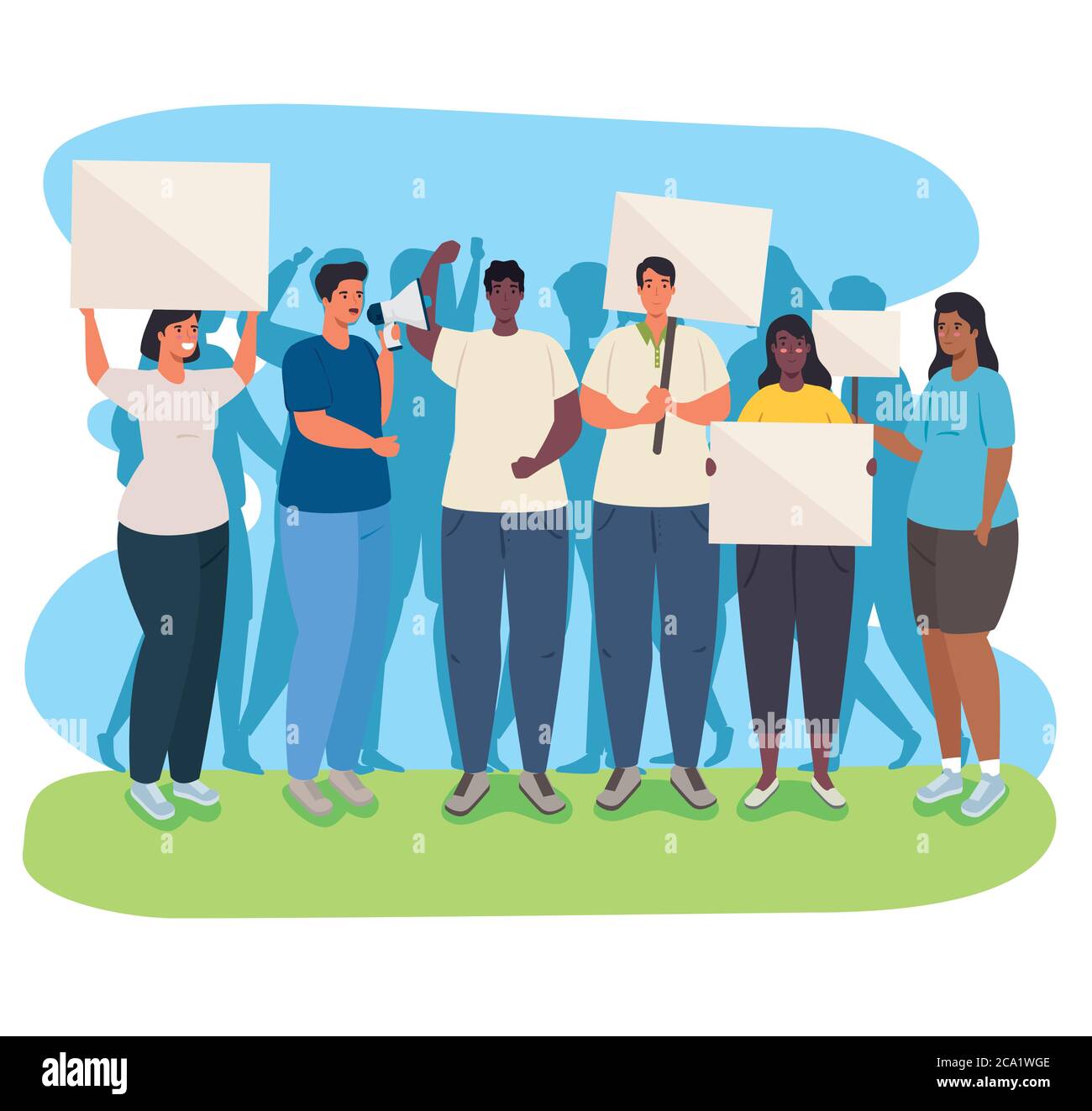 group people with protests placards, group people holding banners ...