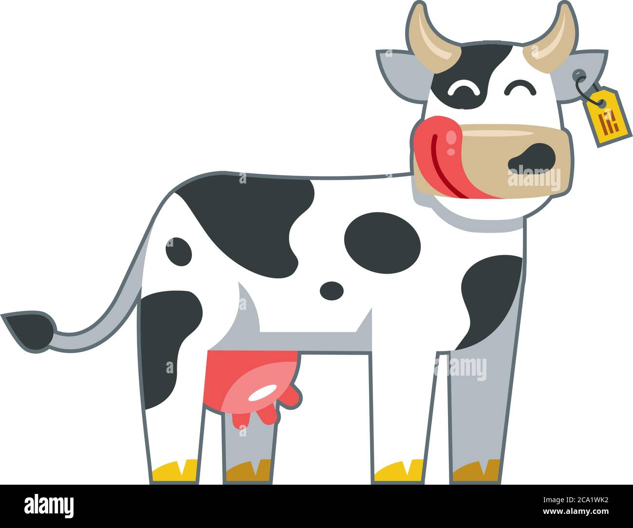 contented cow on a white background. Flat character vector illustration ...