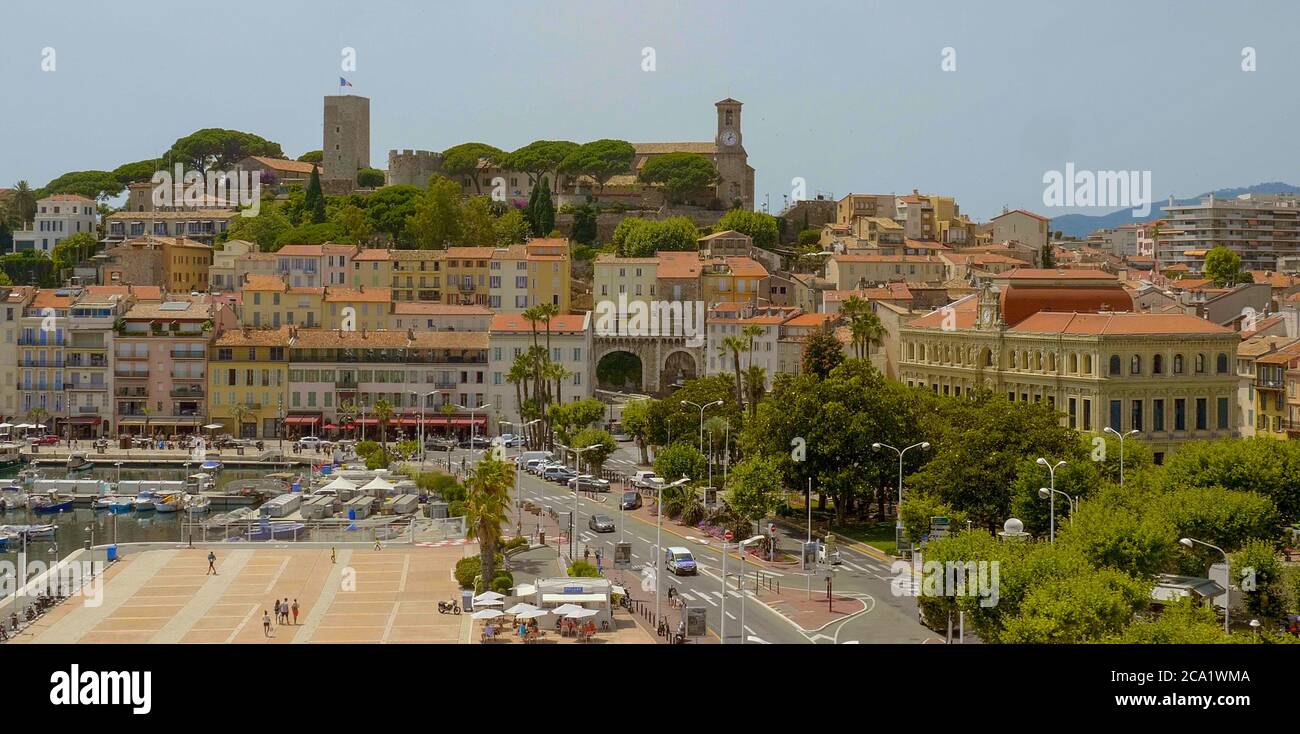 Aerial view over the Castle in Cannes - CITY OF CANNES, FRANCE - JULY ...