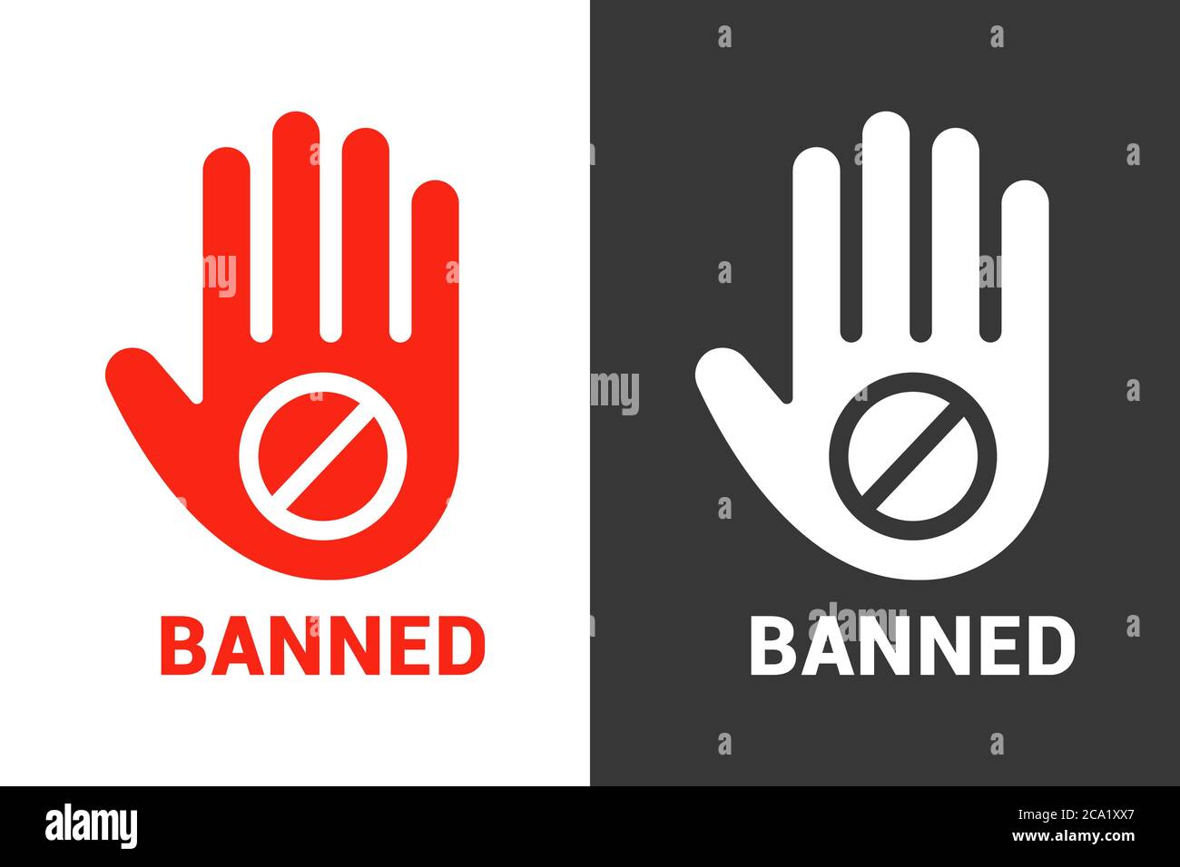 the hand stops and does not allow. ban symbol on a white background ...