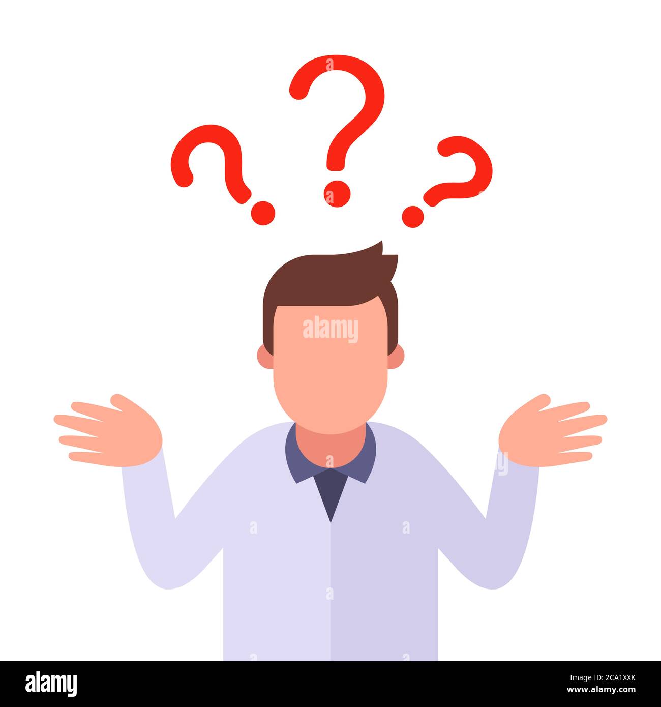 the person asks a question and wants to get an answer. Flat character ...