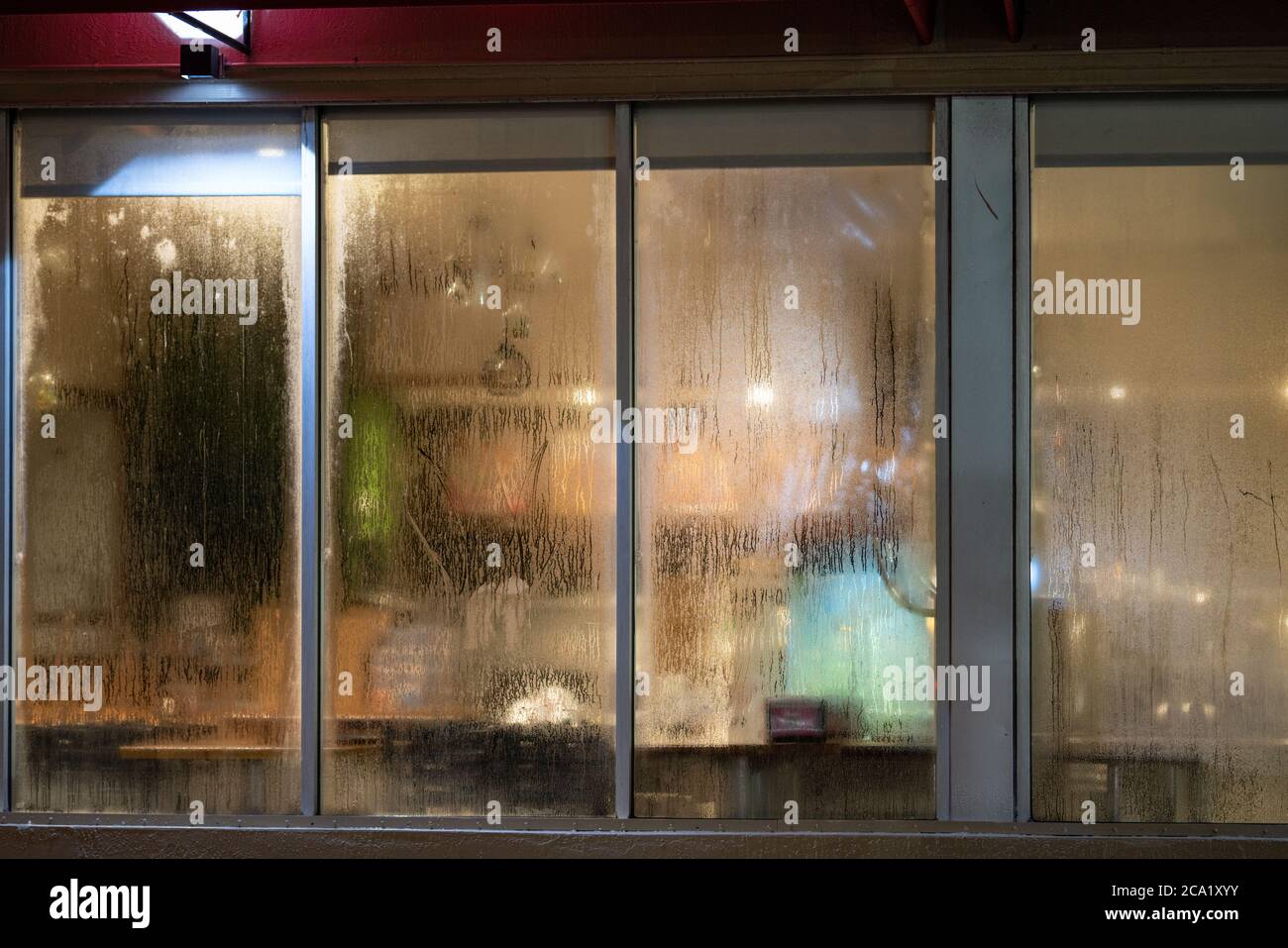 Photo of condensation on glass window restaurant diner closed Stock ...