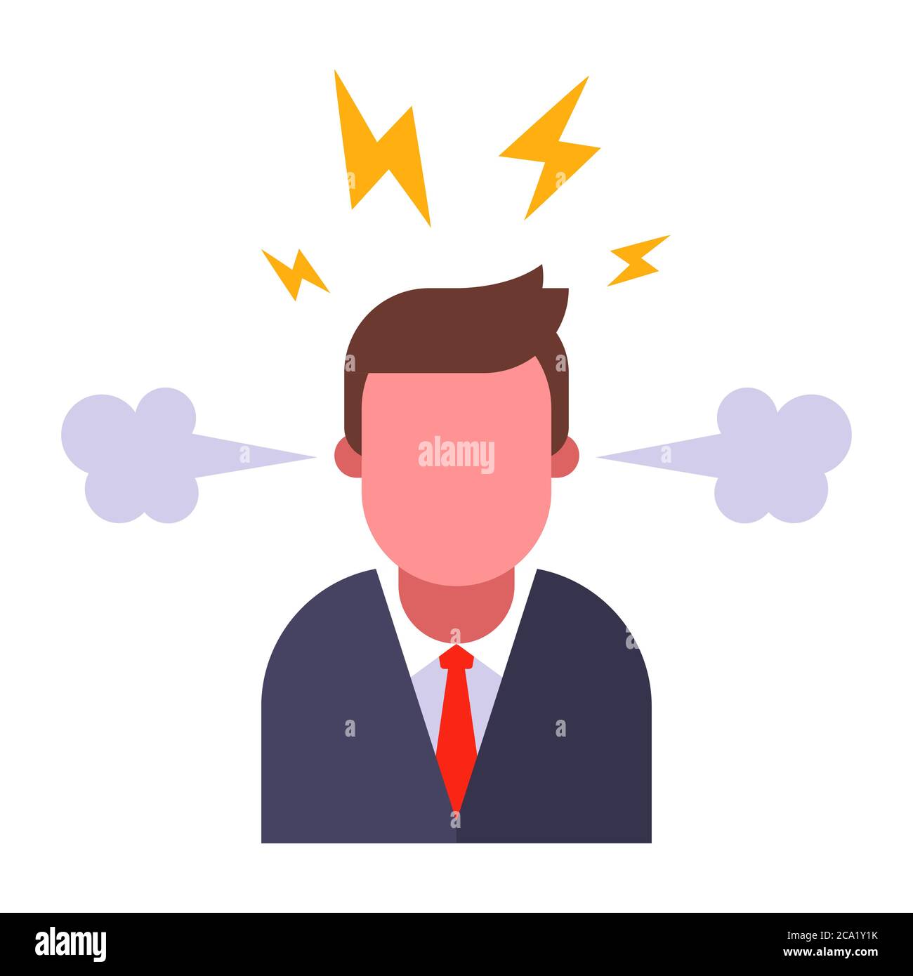 angry boss on a white background. steam from the ears and sparks from ...