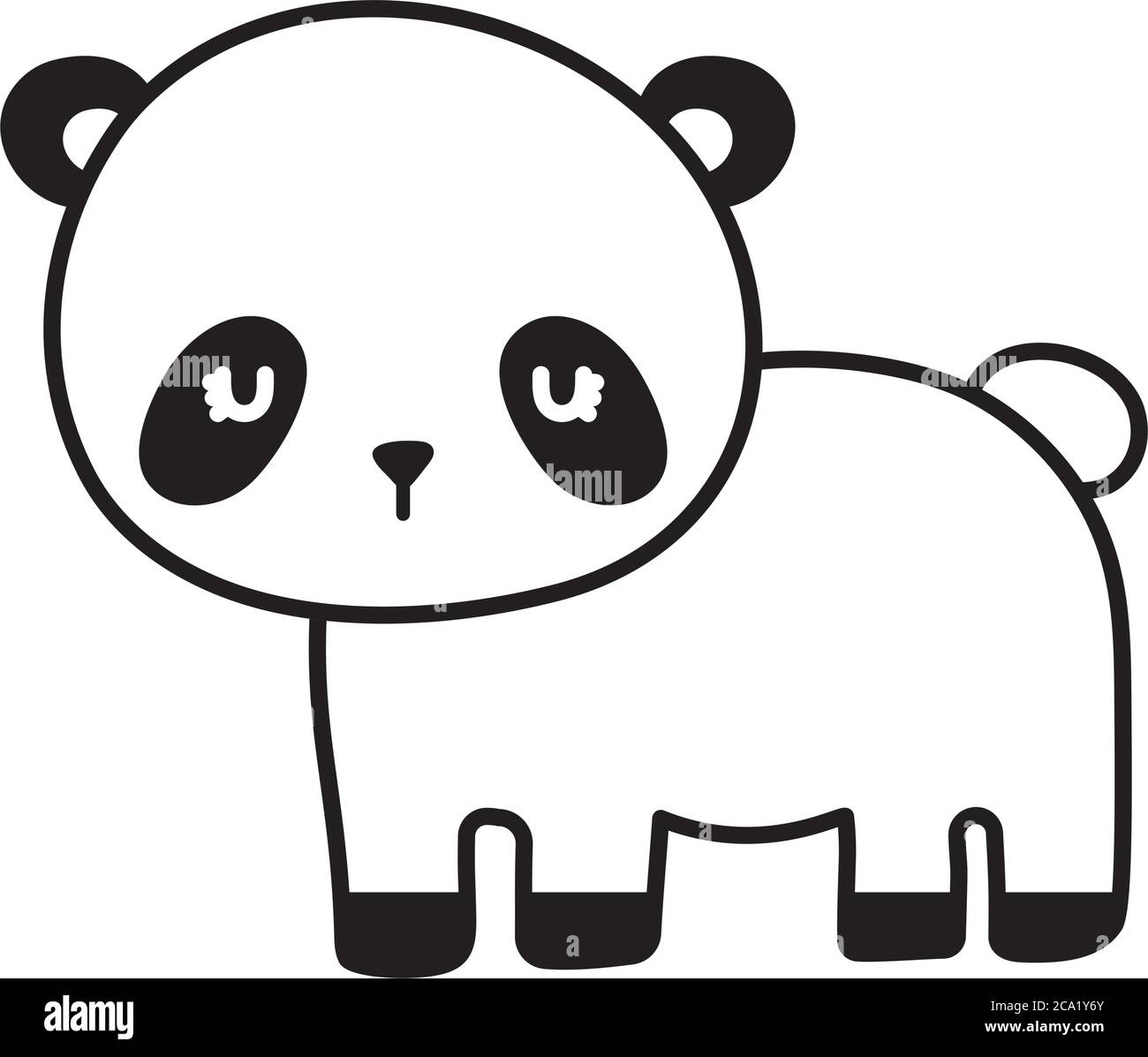 Cute panda bear cartoon line style icon design, Animal zoo life nature ...