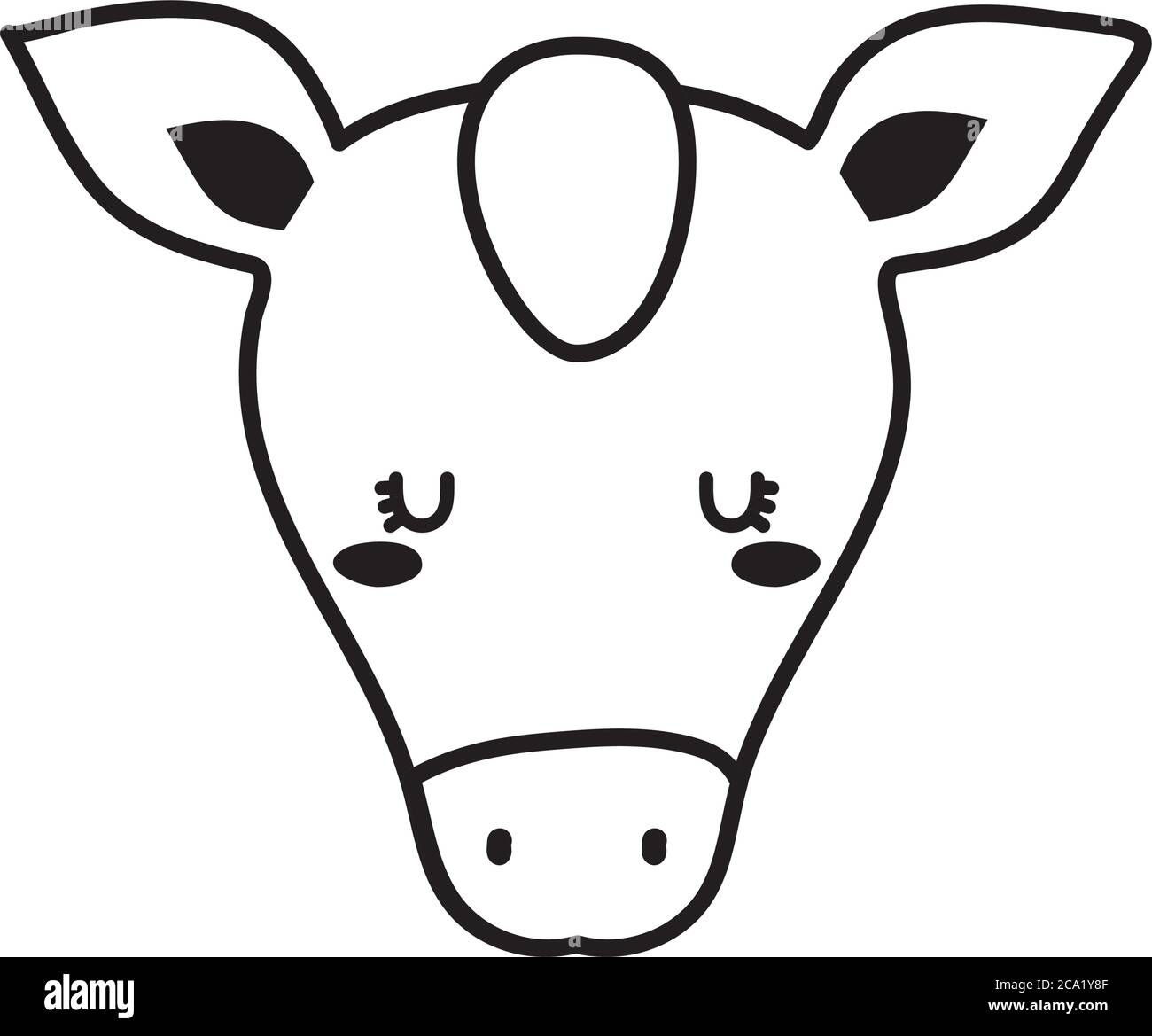 Cute donkey face cartoon line style icon design, Animal zoo life nature ...