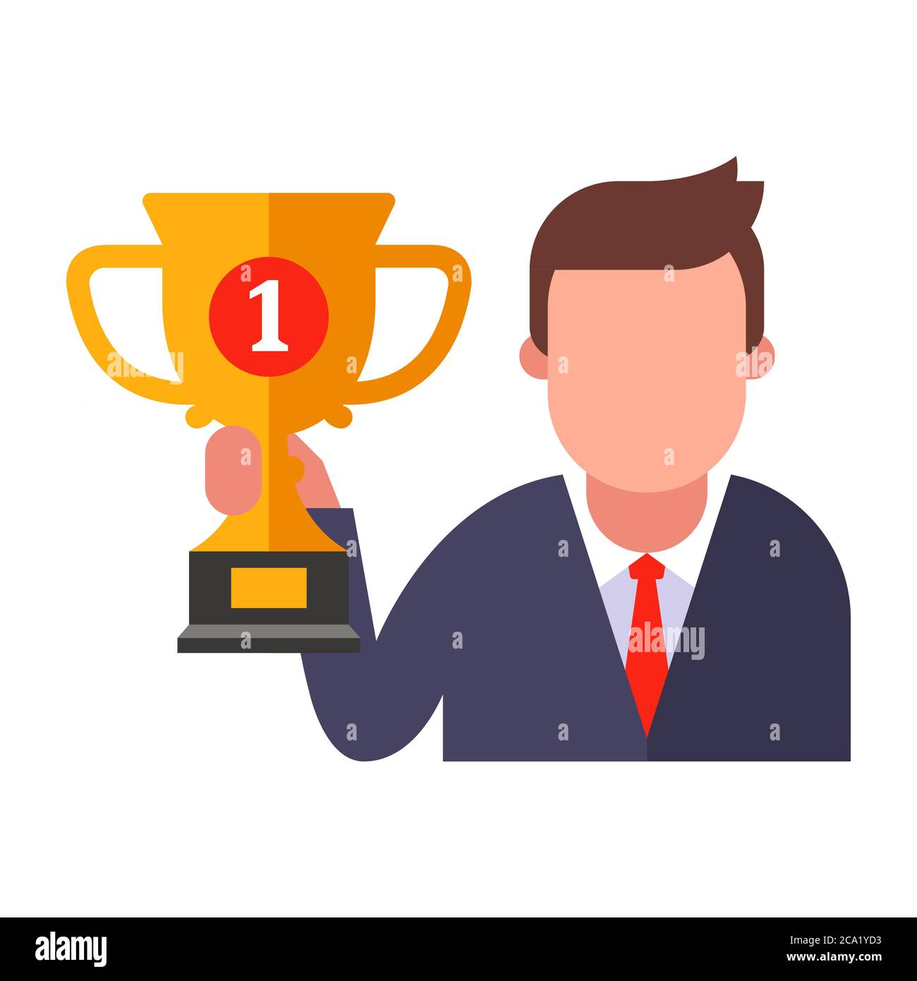 cup win manager. take first place at work. Flat character vector ...