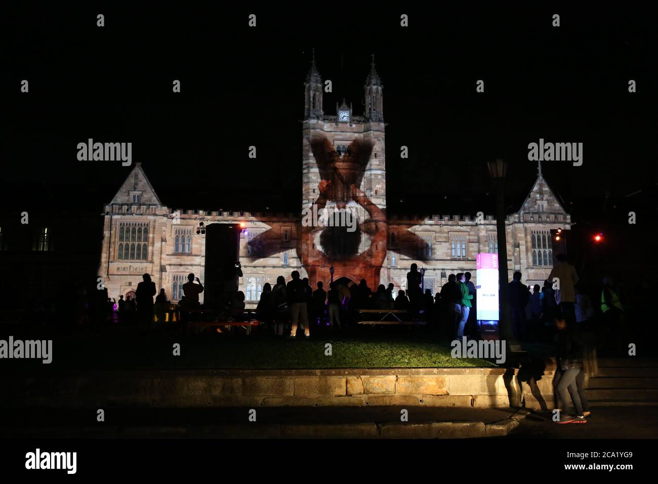 The University of Sydney Quadrangle building during the Vivid festival ...