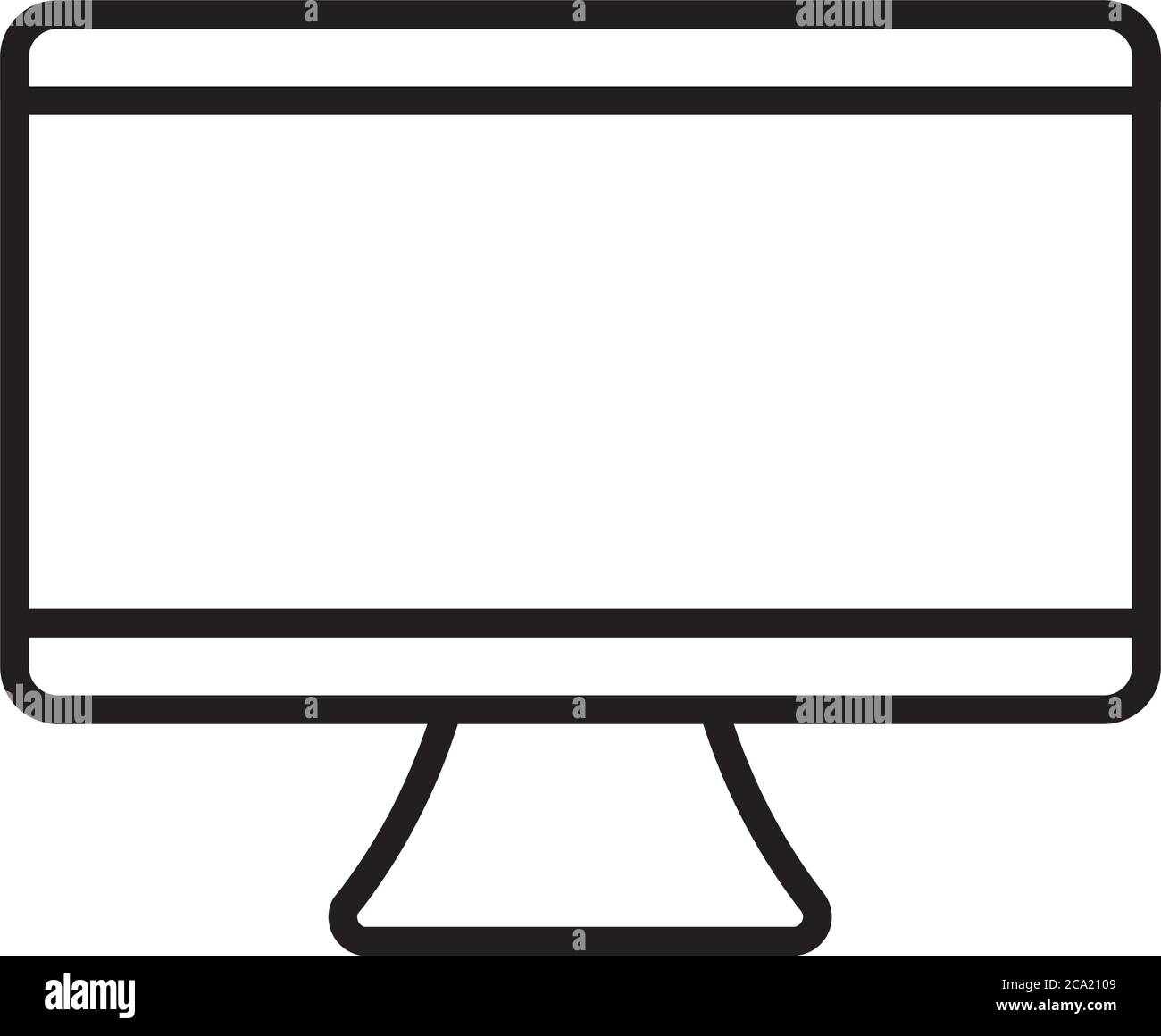 computer monitor icon over white background, line style, vector ...