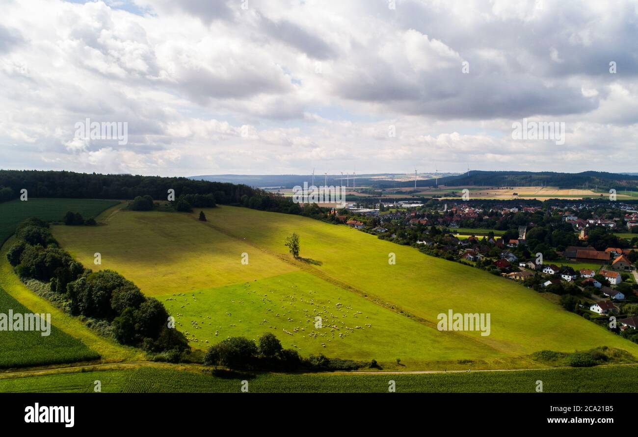 Emmerthal, Germany. 28th July, 2020. View of the Bückeberg with the ...