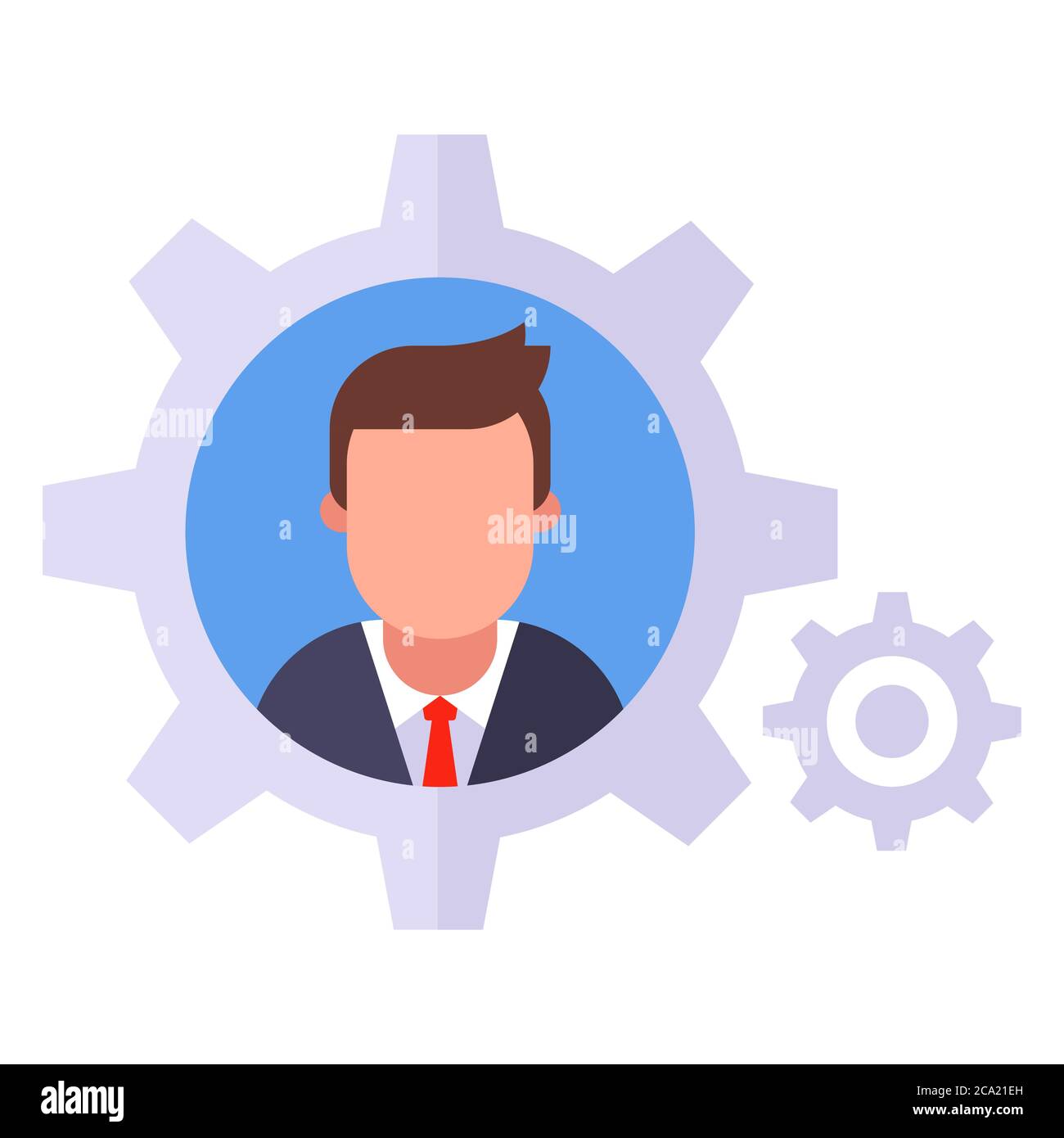 gear mechanism. chief employee of the company. Flat character vector ...