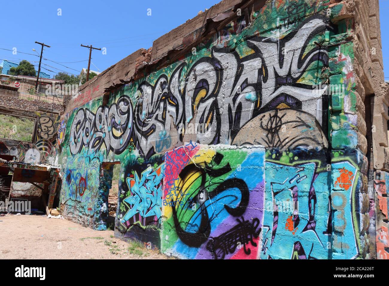 The wall of graffiti in Bisbee, Arizona Stock Photo - Alamy