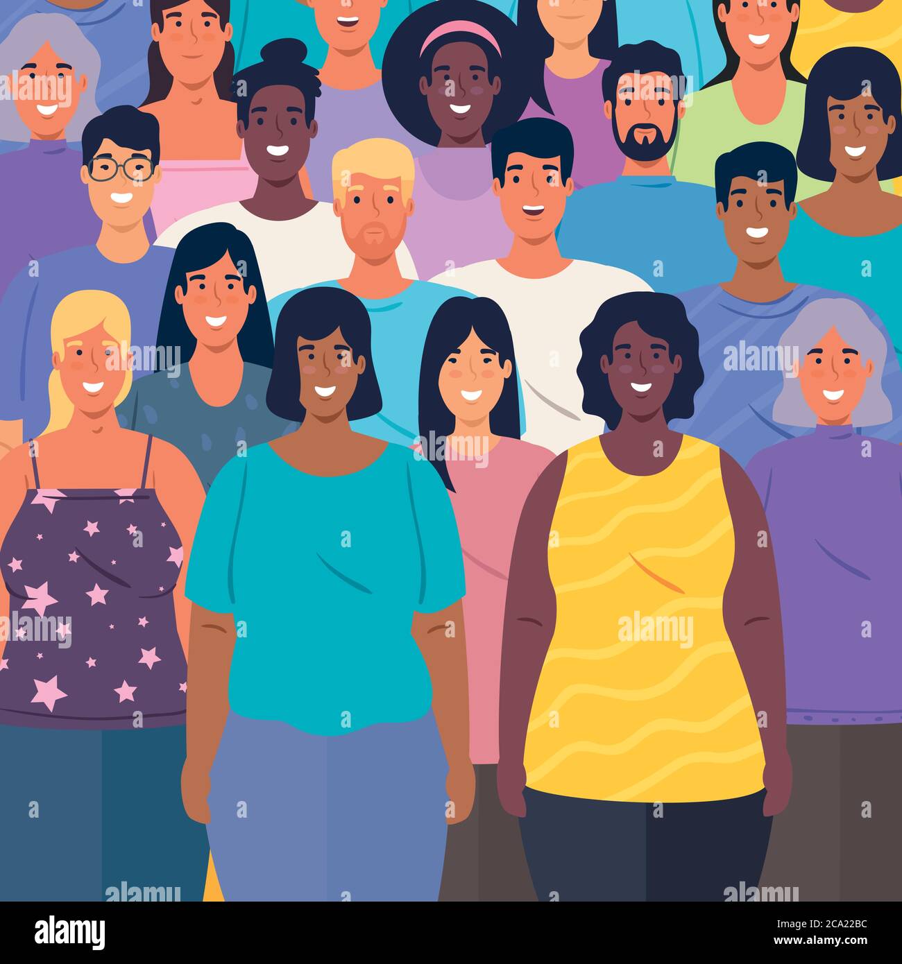 multiethnic group of people together background Stock Vector Image ...