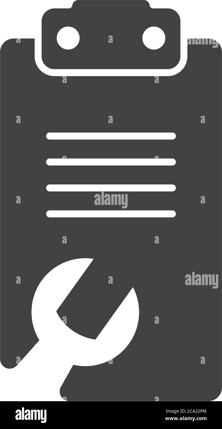 Technical service concept, clipboard with wrench tool shape over white ...