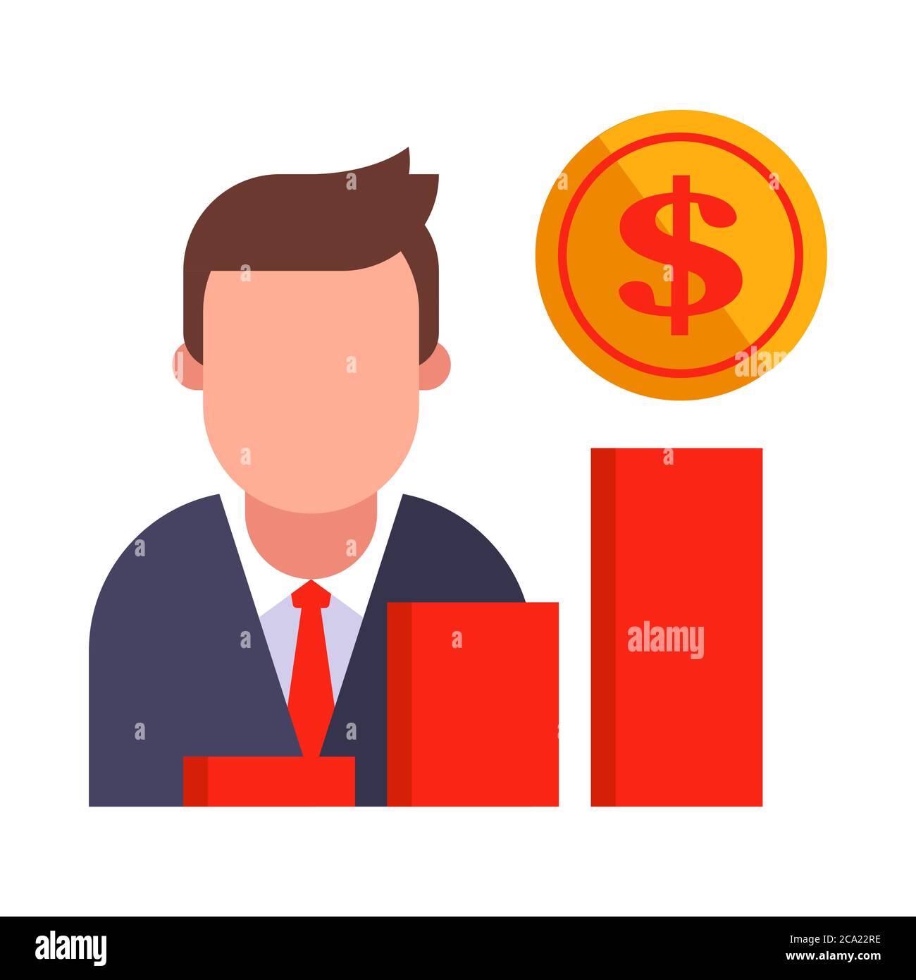 manager shows sales growth on a chart. Flat character vector ...