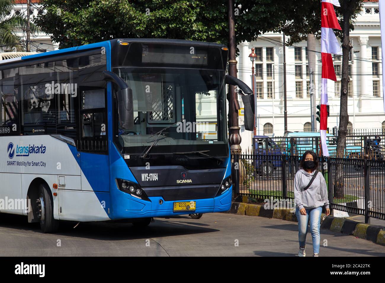Jakarta / Indonesia - July 25, 2020. the woman who was walking on the ...