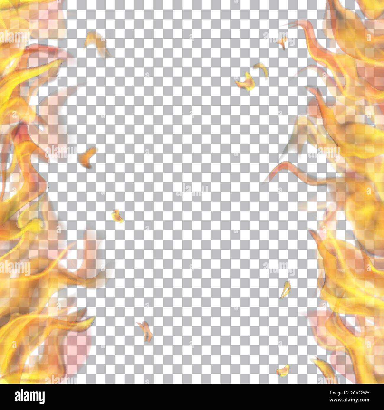 Translucent fire flame with vertical seamless repeat on two sides, left ...