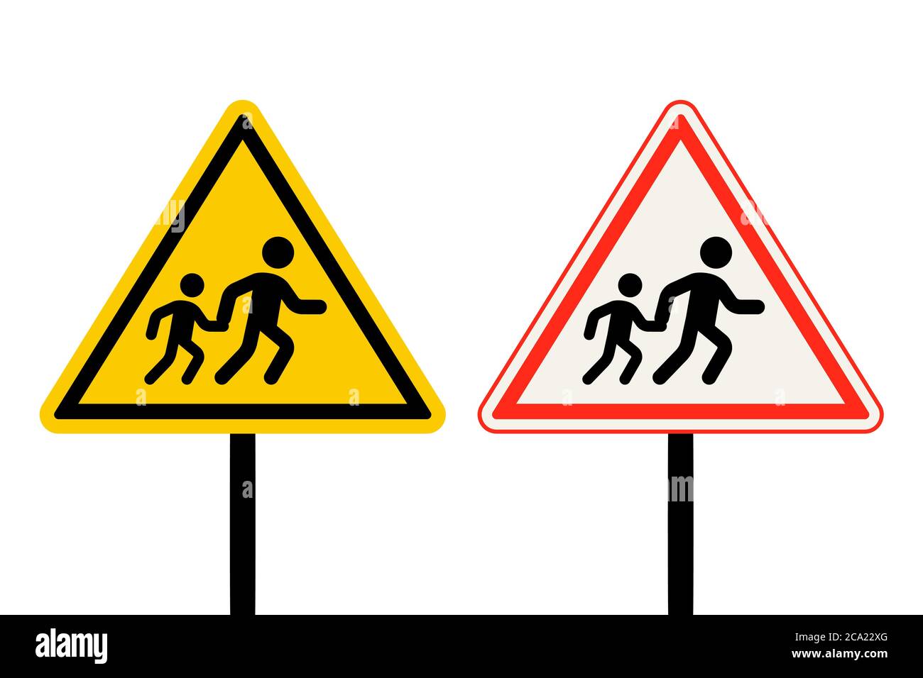 road sign caution children. flat vector illustration Stock Vector Image ...