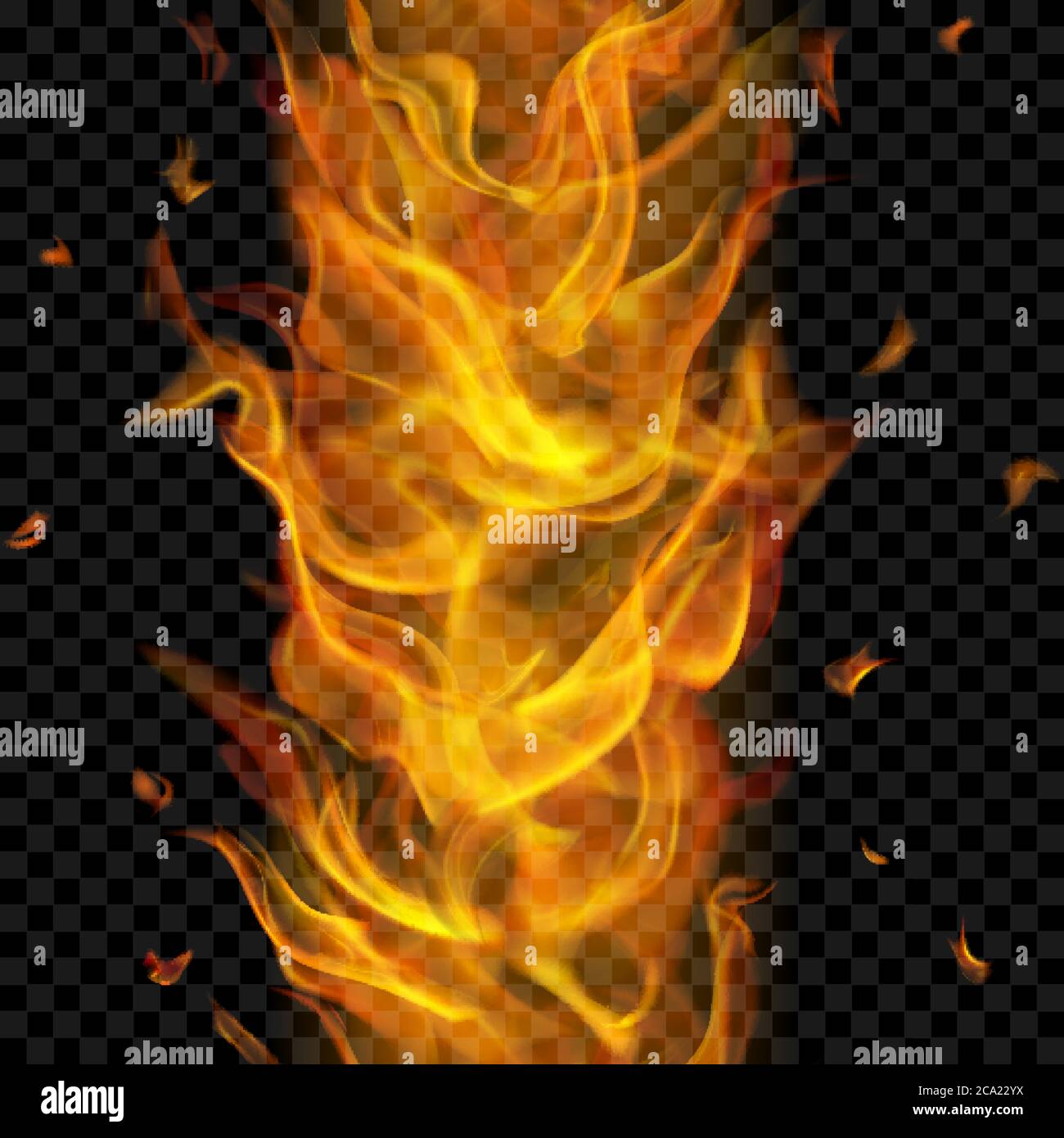 Translucent fire flame with vertical seamless repeat on transparent ...