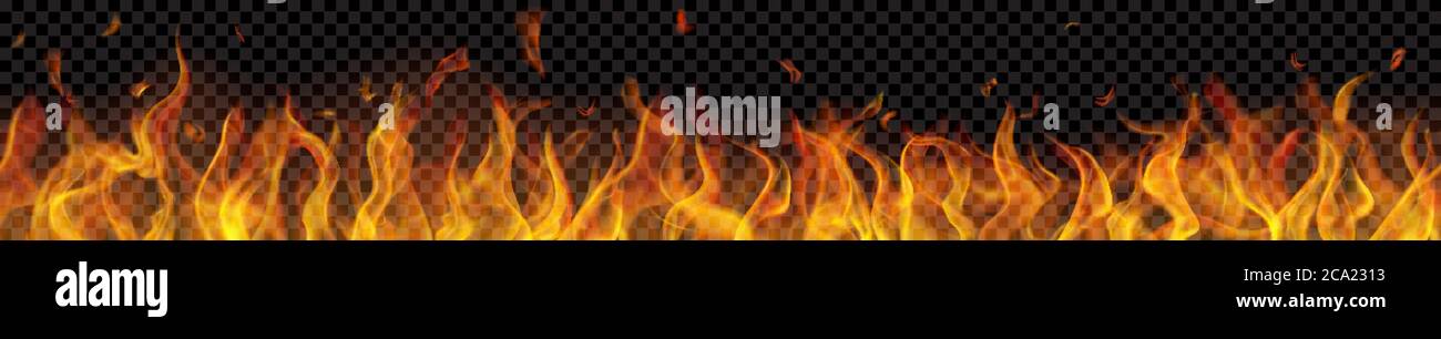 Translucent long fire flame with horizontal seamless repeat on ...