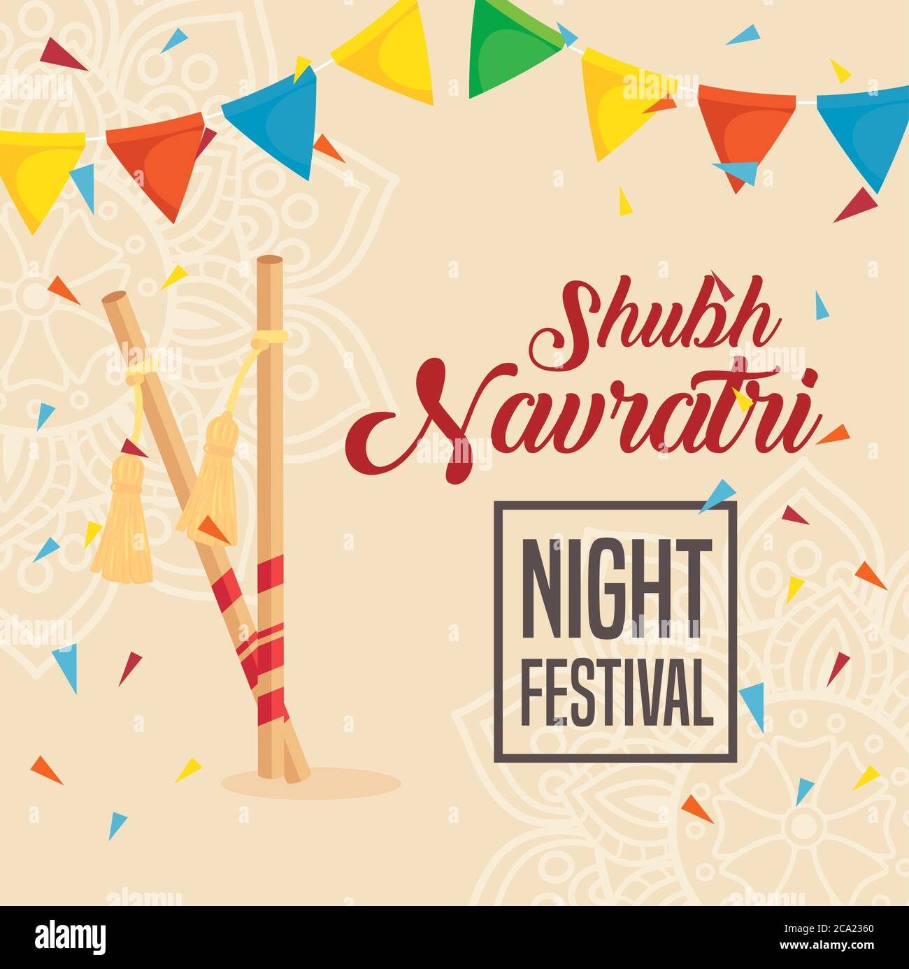 happy navratri celebration poster, night festival, with decoration ...