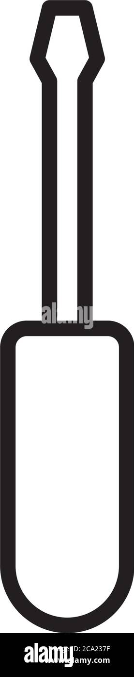 screwdriver tool icon over white background, line style, vector ...