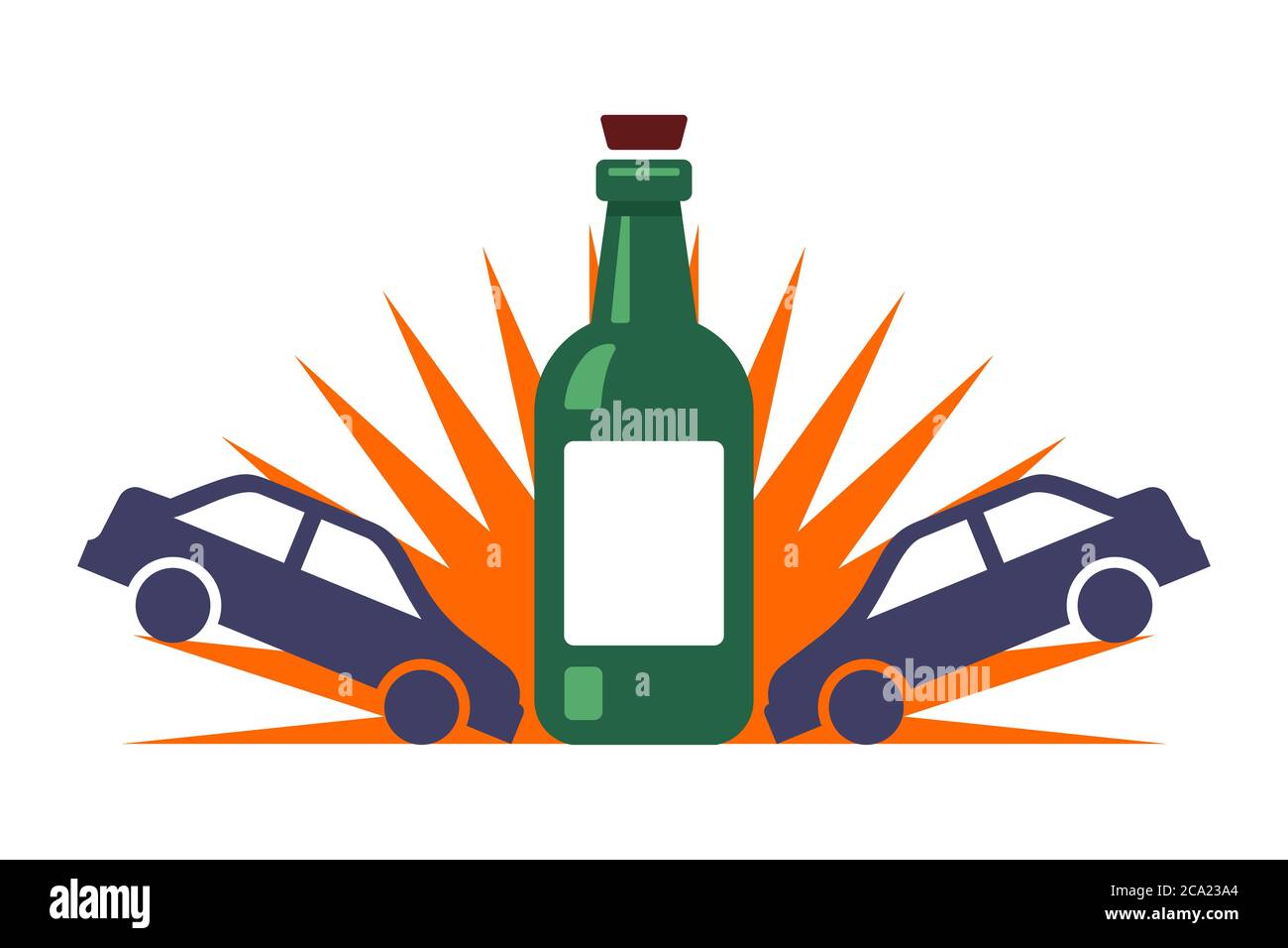 a drunk driver driving an accident on the road. Flat vector ...