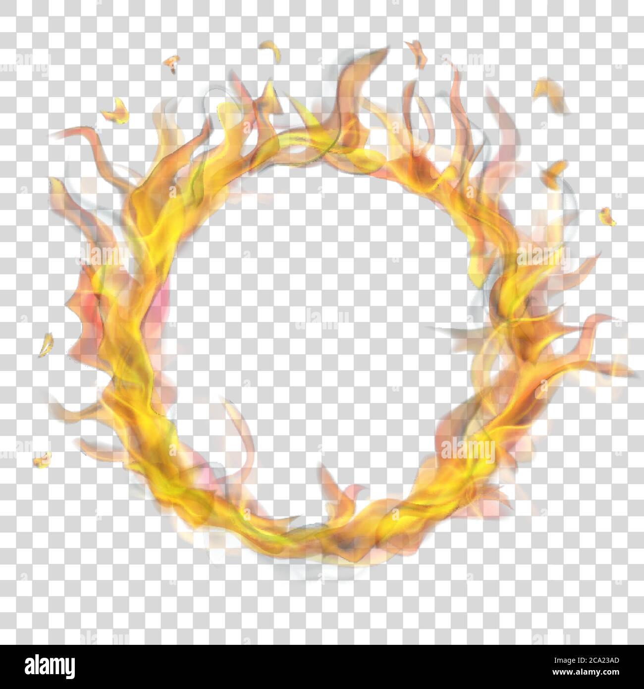 Translucent ring of fire flame with smoke on transparent background ...