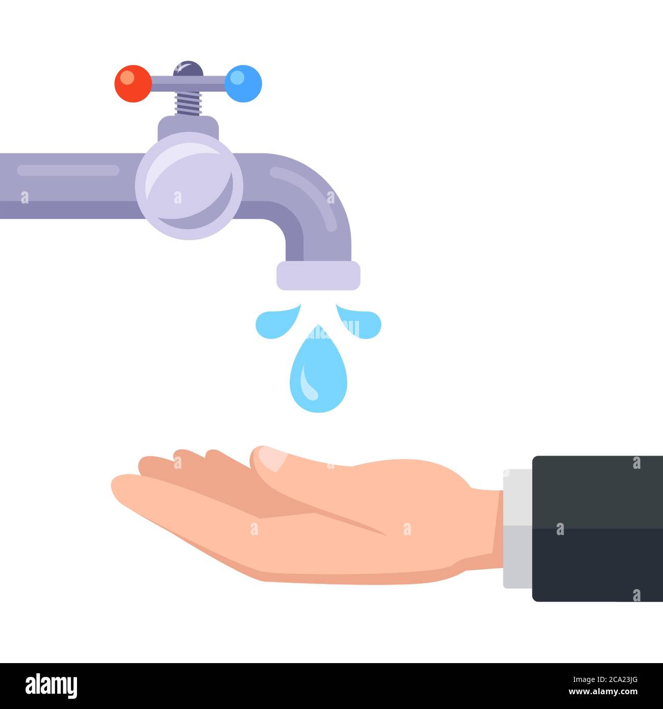 wash hands with tap water. flat vector illustration Stock Vector Image ...