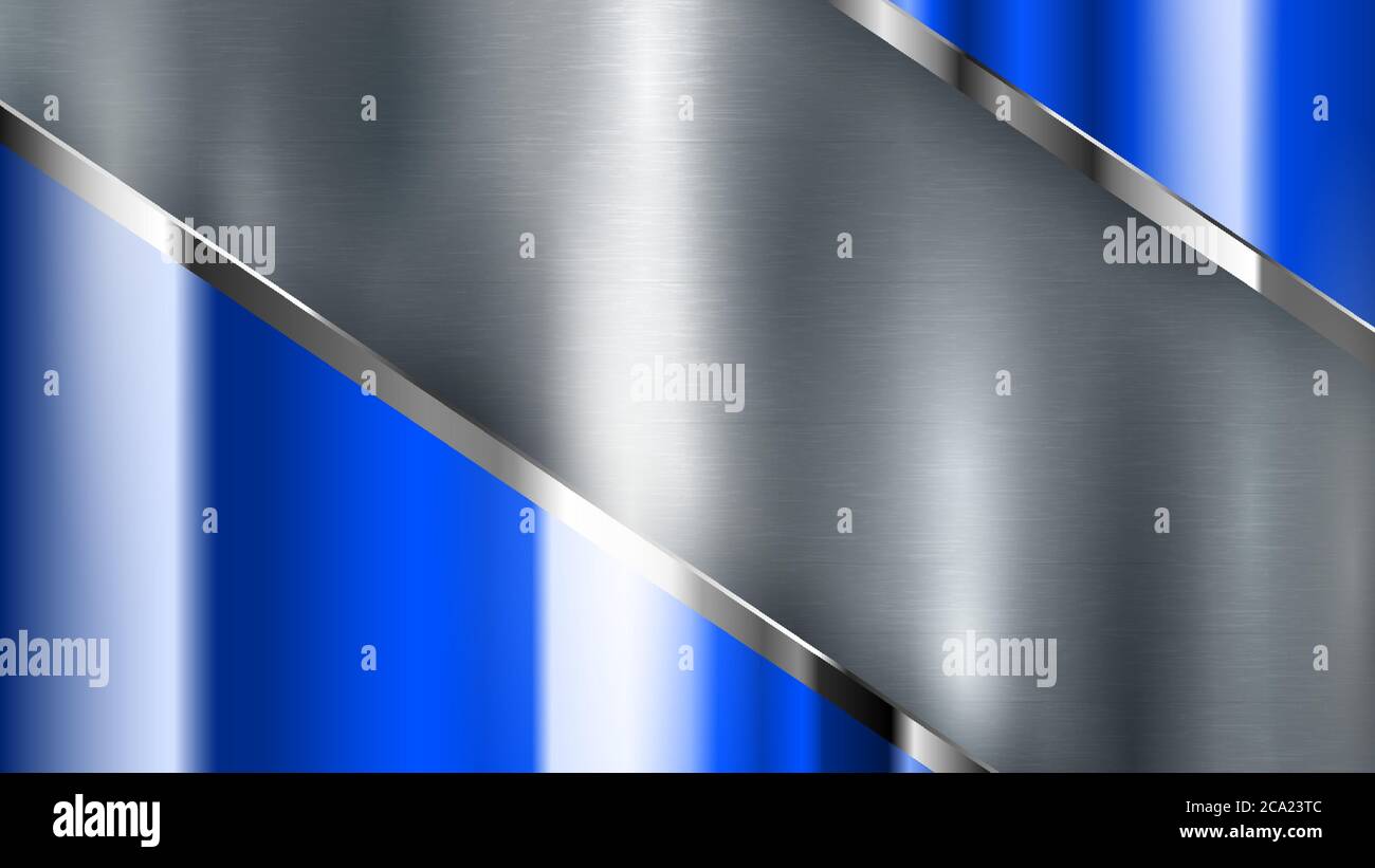 Abstract background with silver and blue metal texture with shiny ...