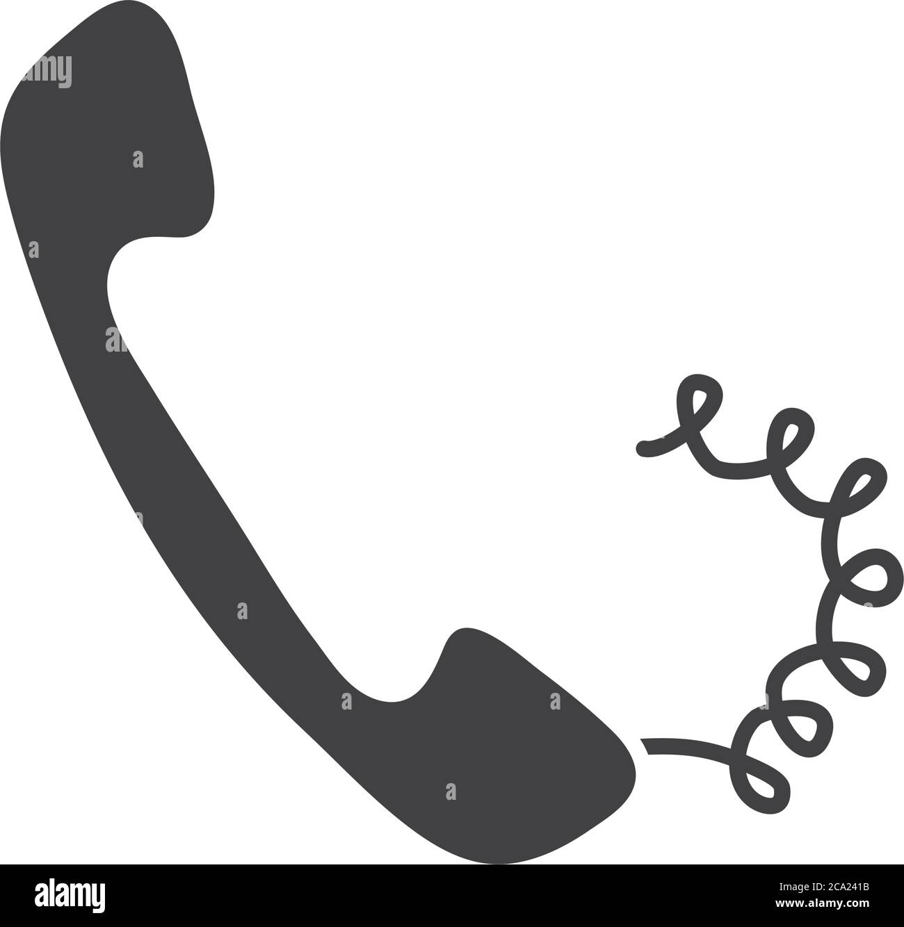 phone with cord icon over white background, silhouette style, vector ...