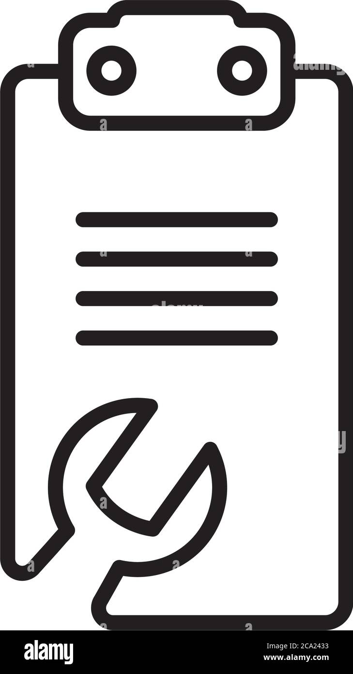 Technical service concept, clipboard with wrench tool shape over white ...