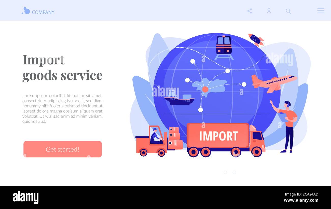 Import of goods and services concept landing page Stock Vector Image ...