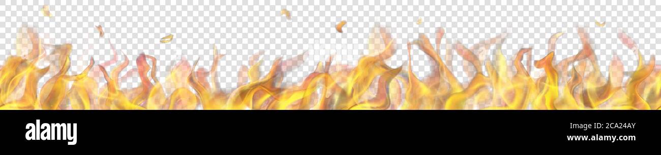 Translucent long fire flame with horizontal seamless repeat on ...