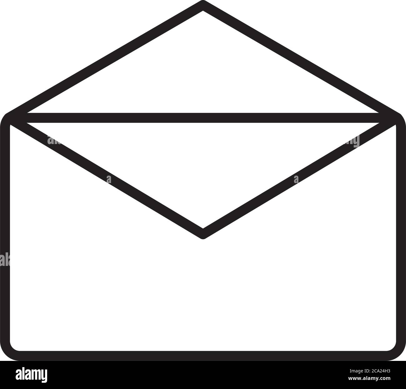 open envelope icon over white background, line style, vector ...
