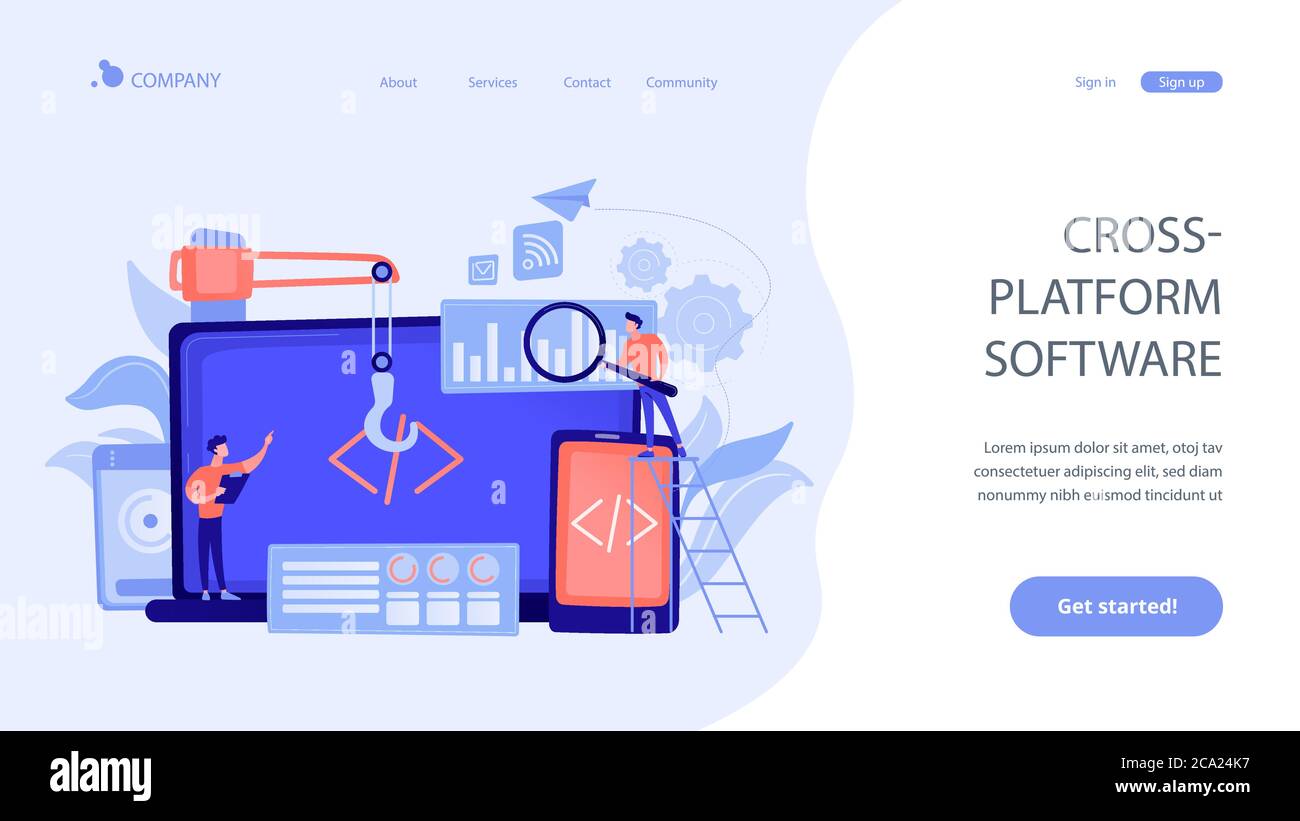 Cross-platform development concept landing page Stock Vector Image ...