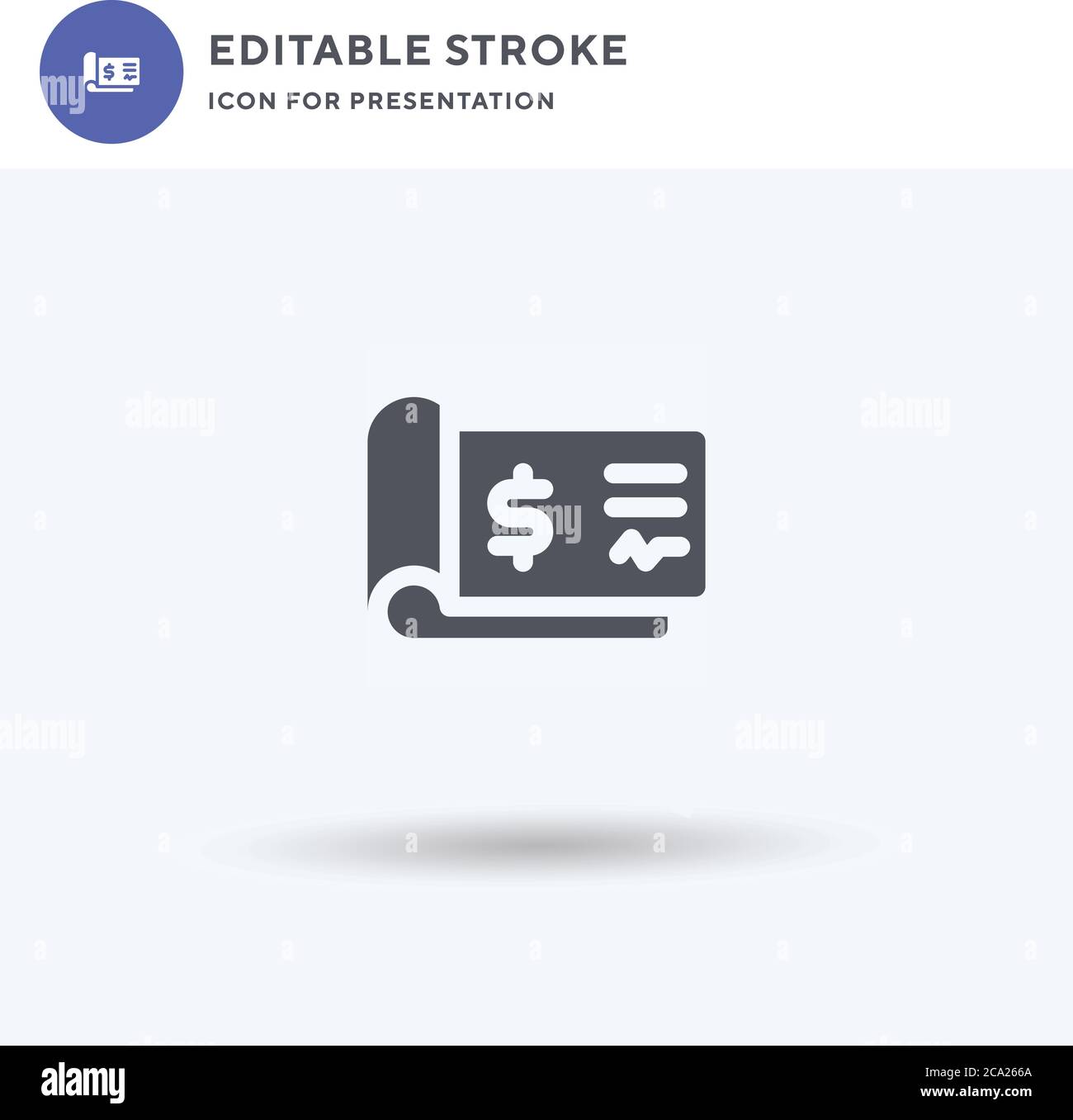 Cheque icon vector, filled flat sign, solid pictogram isolated on white ...