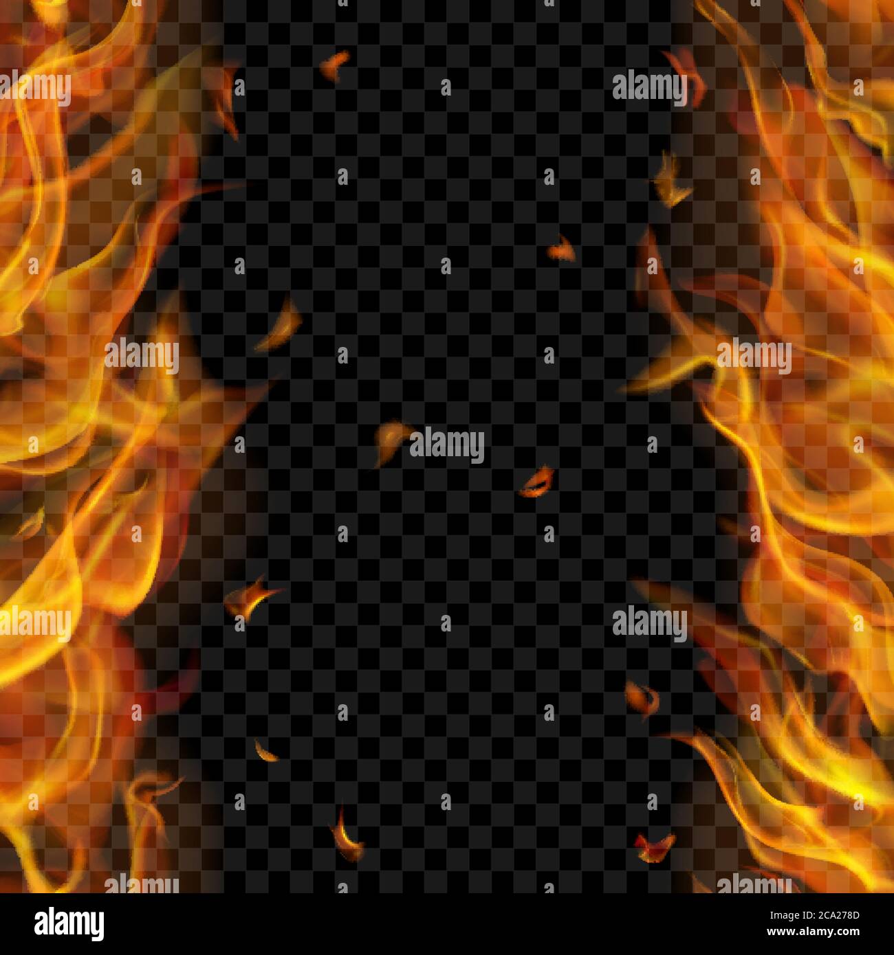 Translucent fire flame with vertical seamless repeat on two sides, left ...