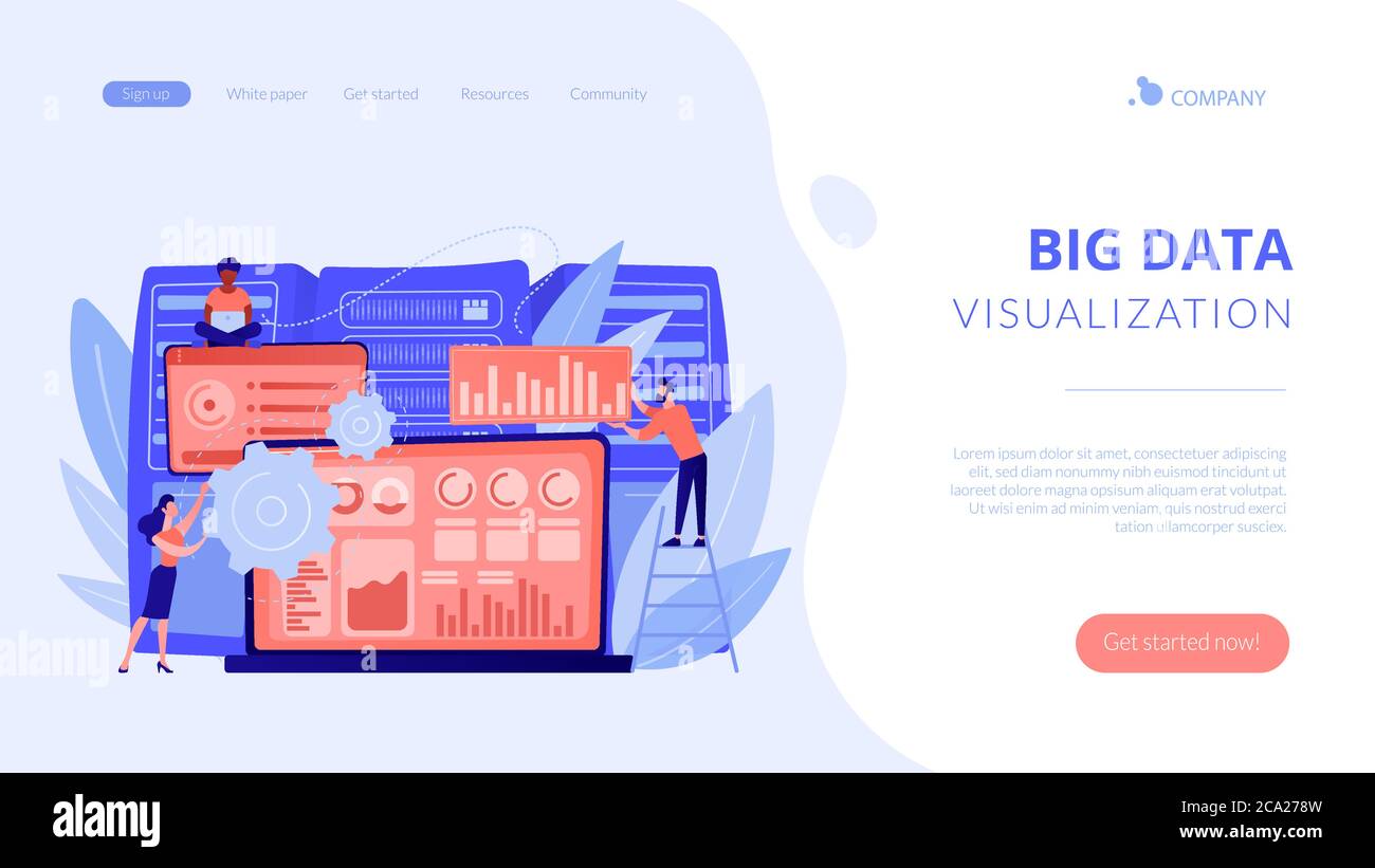 Big data visualization concept landing page Stock Vector Image & Art ...