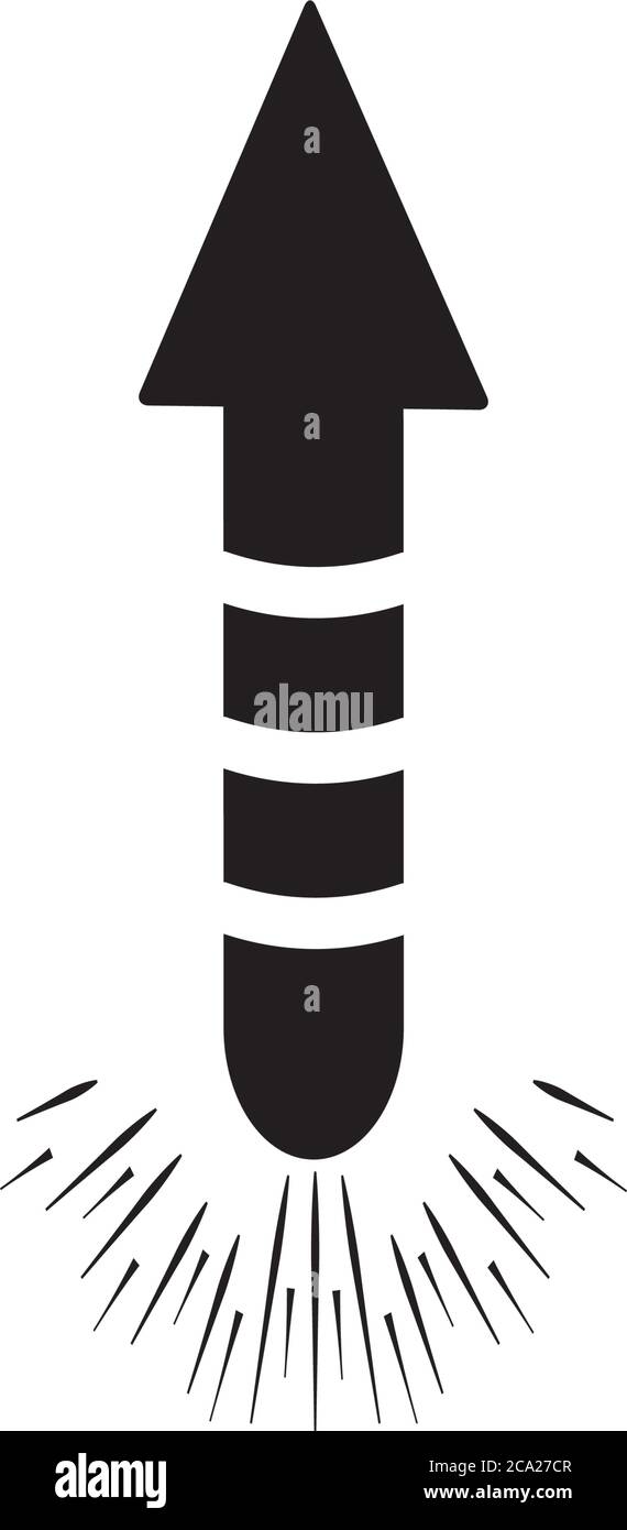 firework rocket icon over white background, silhouette style, vector ...