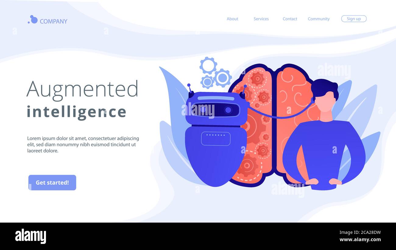 Augmented intelligence concept landing page Stock Vector Image & Art ...