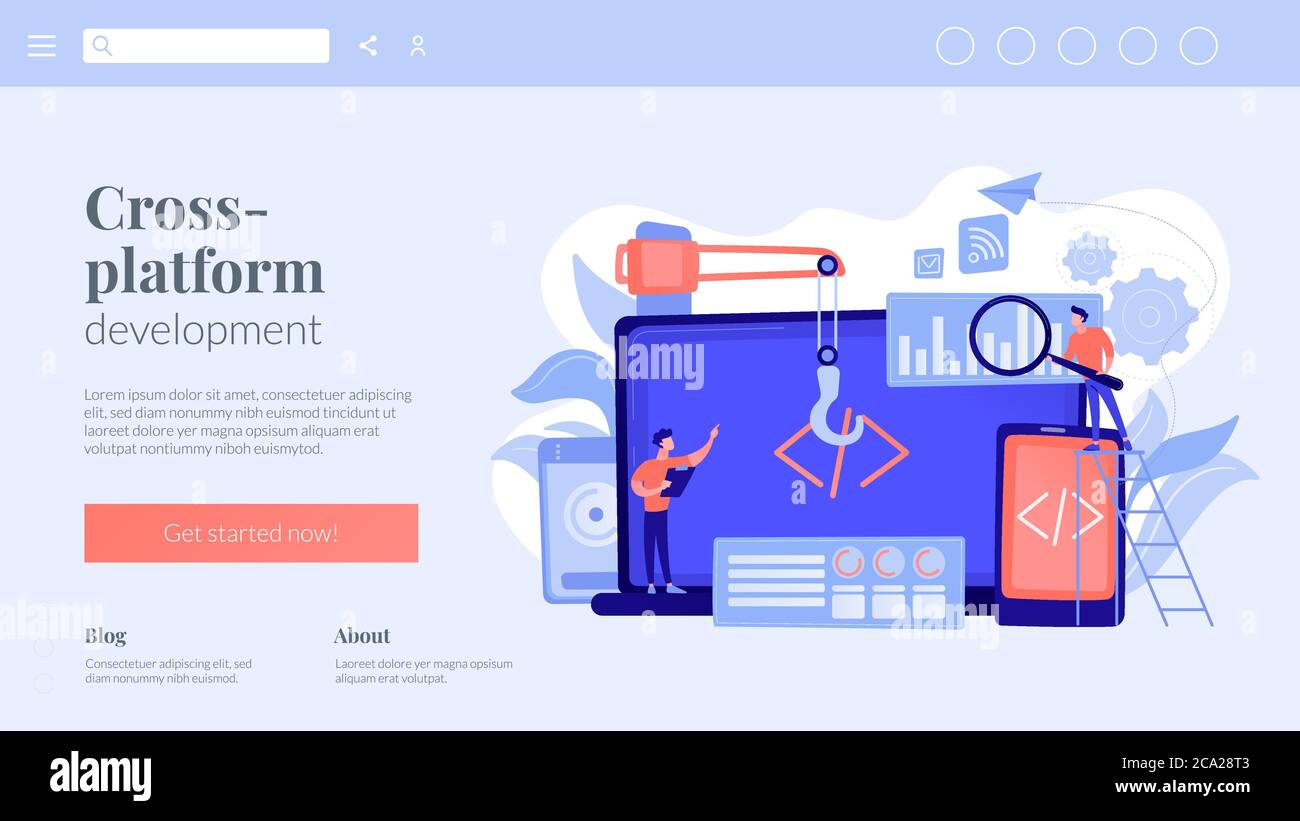 Cross-platform development concept landing page Stock Vector Image ...