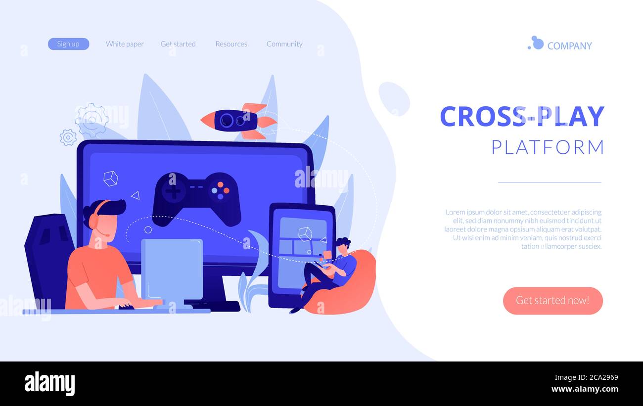 Cross-platform play concept landing page Stock Vector Image & Art - Alamy