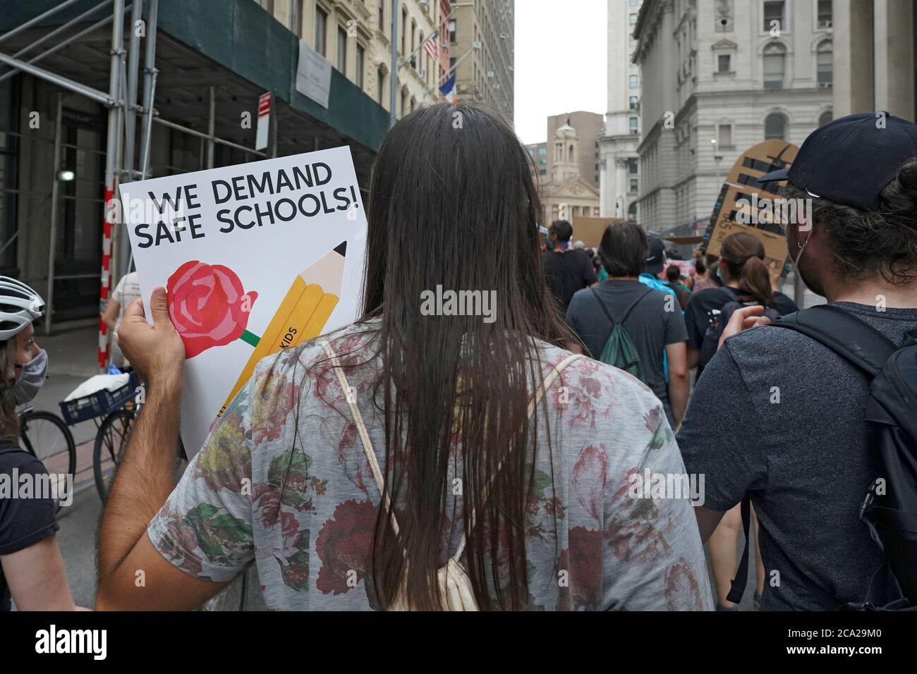 NEW YORK, NY – AUGUST 03, 2020: Protestors carrying signs for safe ...