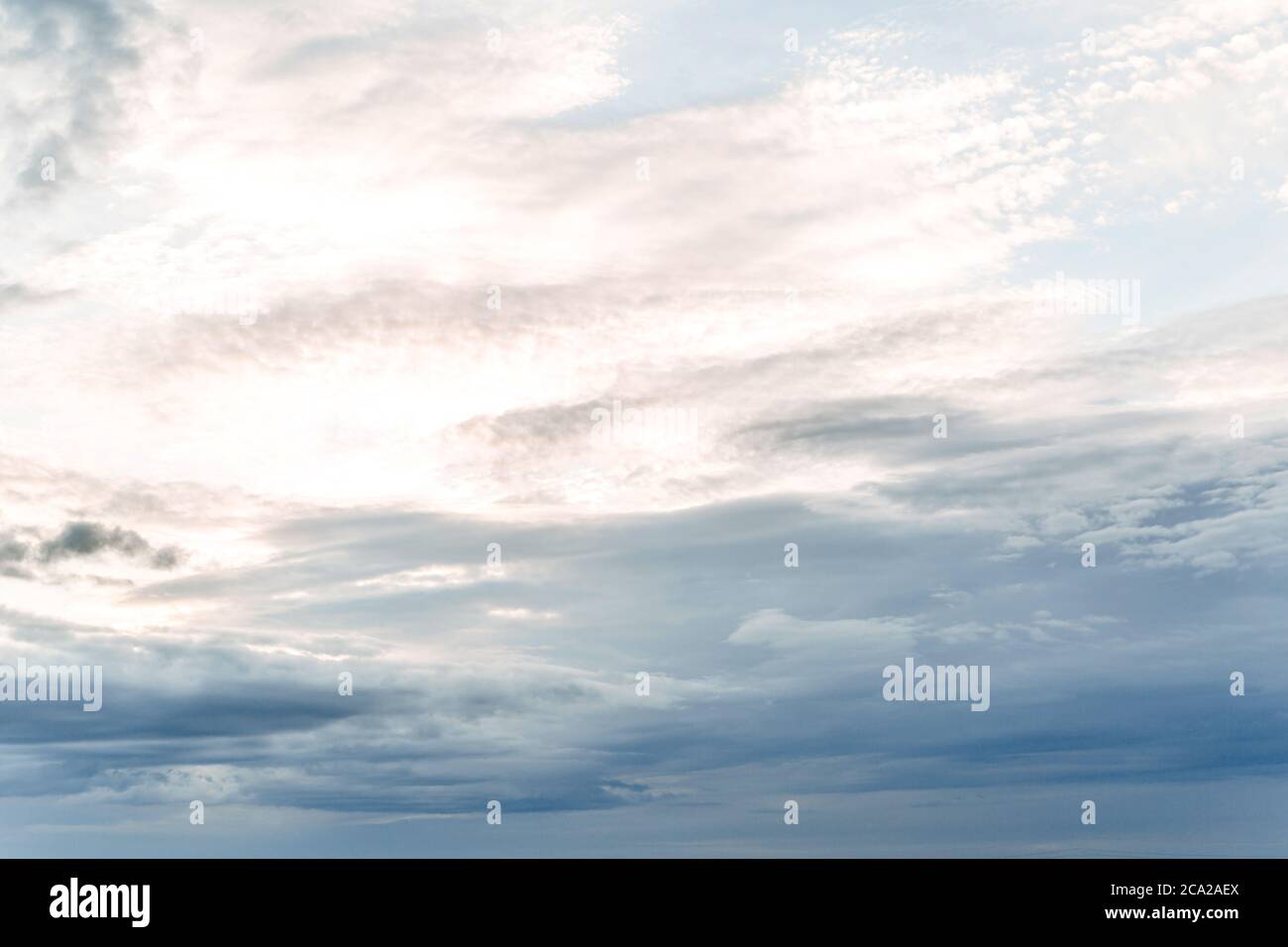 Blue sky with white clouds. Background from the cloudy sky. Long and ...