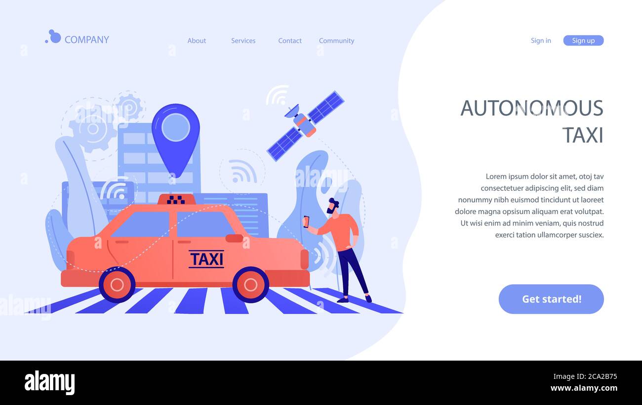 Autonomous taxi concept landing page Stock Vector Image & Art - Alamy