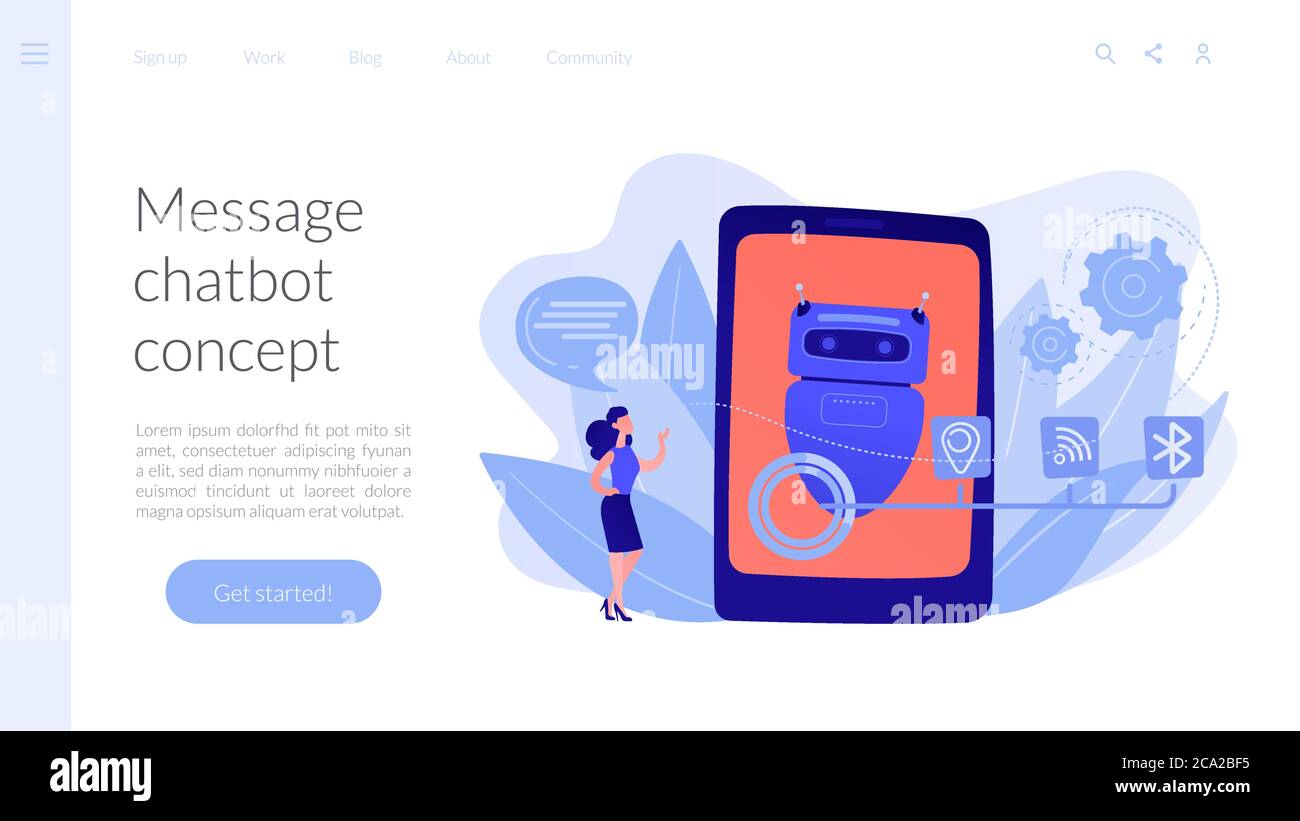Chatbot virtual assistant via messagingconcept landing page Stock ...