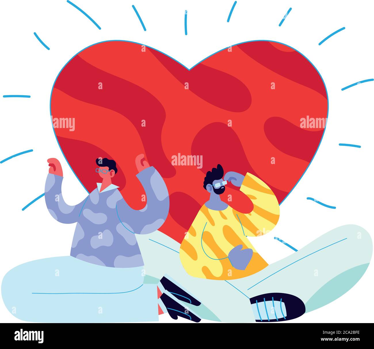 Men avatars cartoons with heart design, Man boy male person and people ...