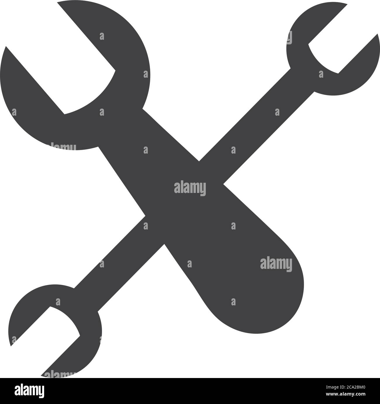 technical tools crossed over white background, silhouette style, vector ...