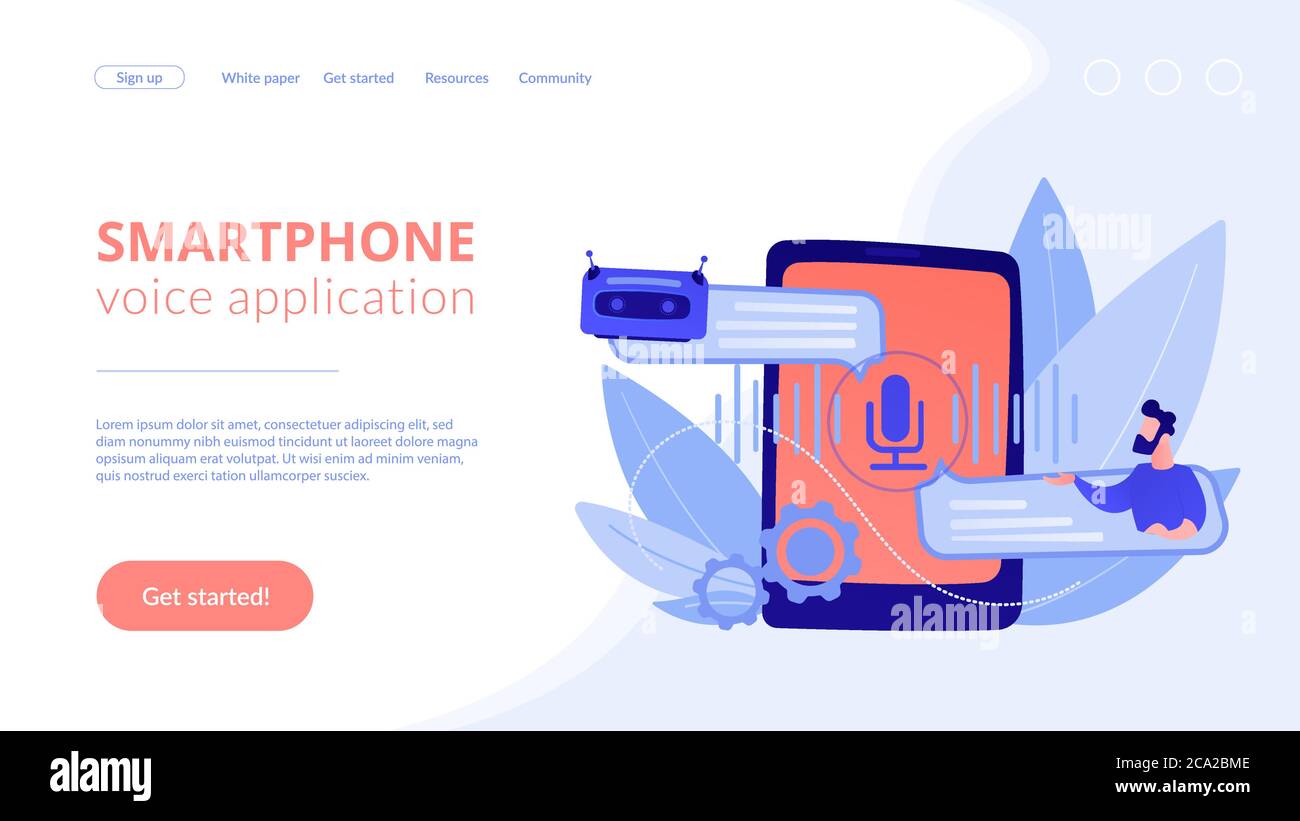 Chatbot voice controlled virtual assistantconcept landing page Stock ...