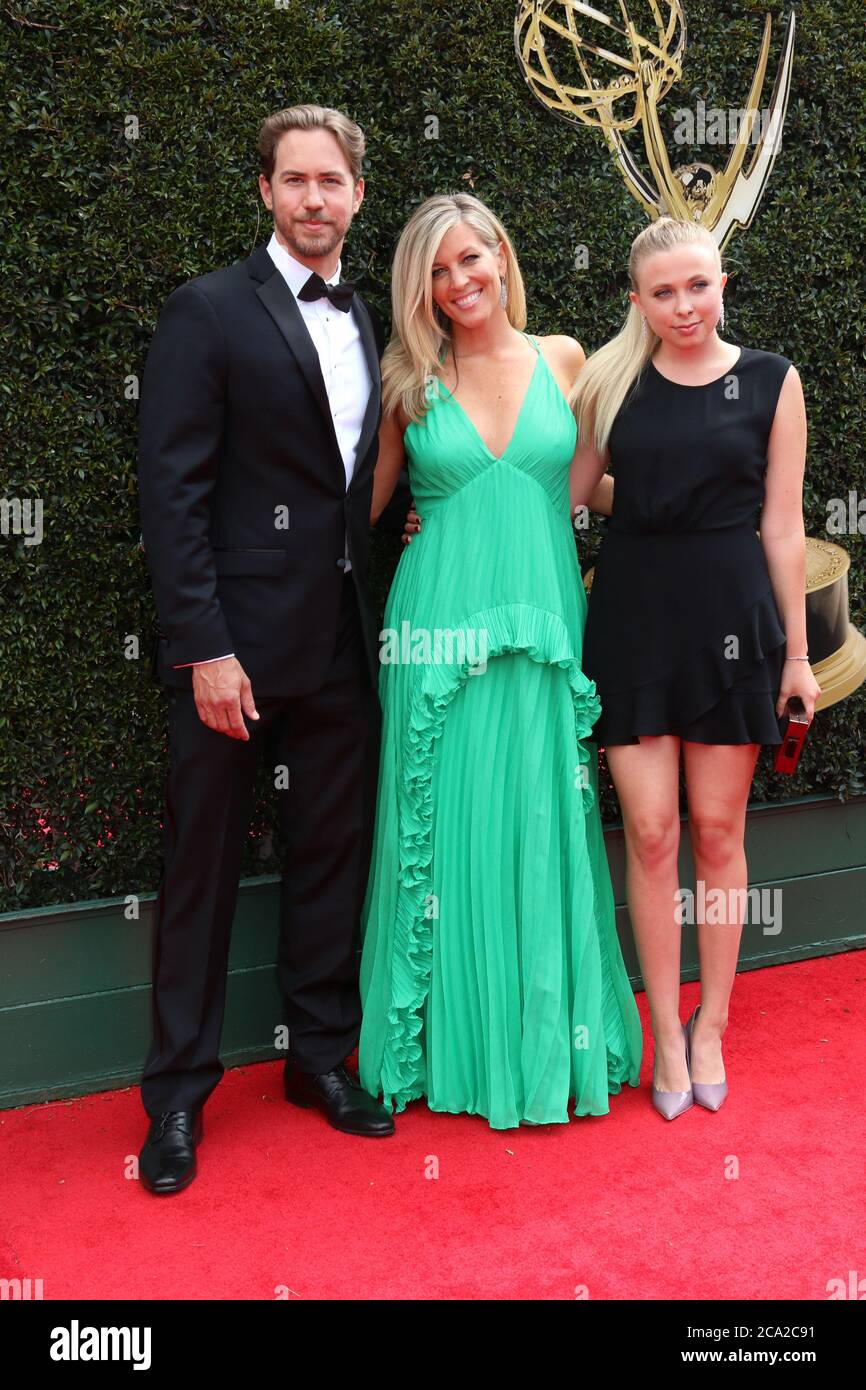 LOS ANGELES - APR 29: Wes Ramsey, Laura Wright, Lauren Wright at the 45th Daytime Emmy Awards at ...